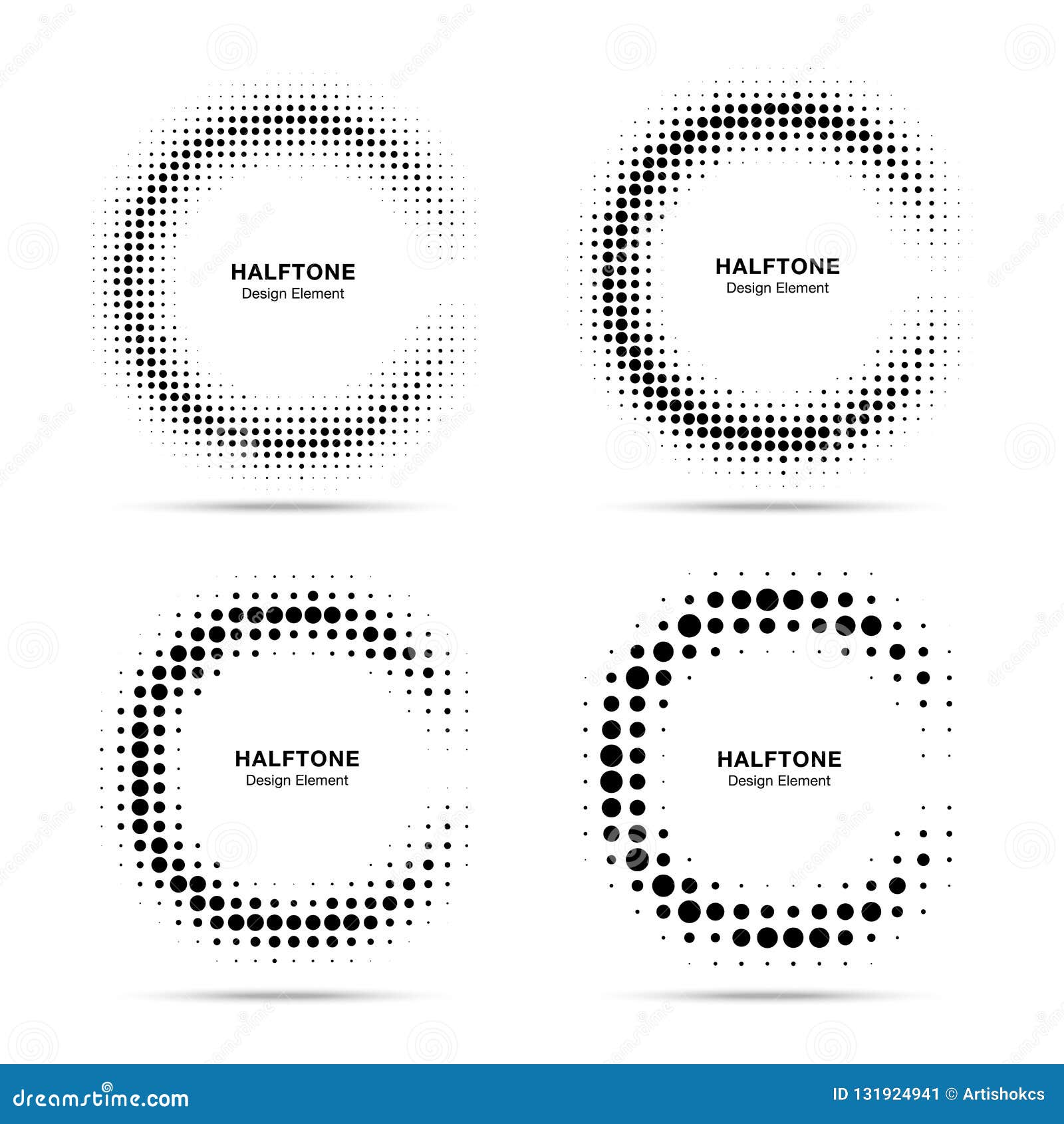 Halftone Incomplete Circle Frame Dots Logo. Half Circle Border Icon ...