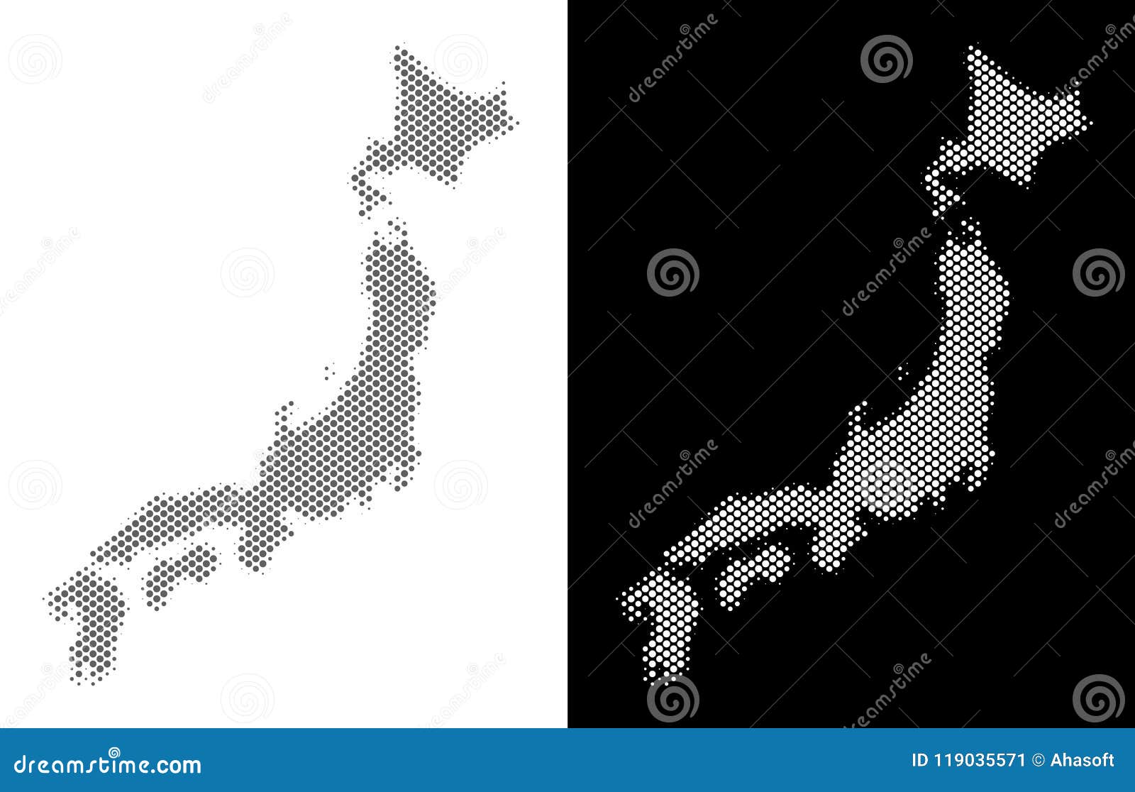 Halftone Japan Map stock vector. Illustration of point - 119035571