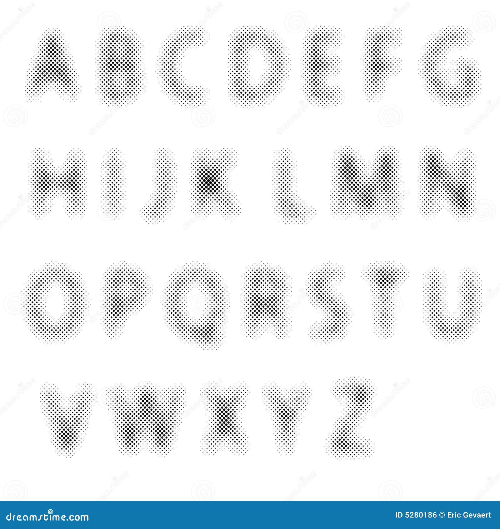 Halftone Letters With Numbers And Currency Signs. Yellow Blue Gradient ...