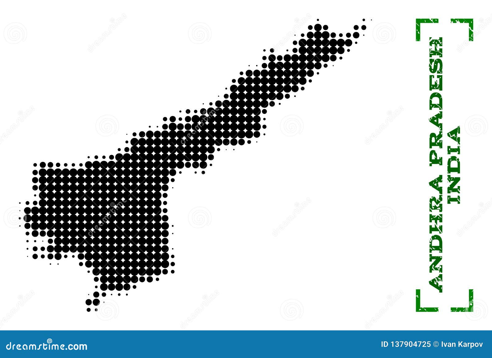 Halftone Map of Andhra Pradesh State and Grunge Caption with Corners ... Halftone Map of Andhra Pradesh State and Grunge Caption with Corners ...