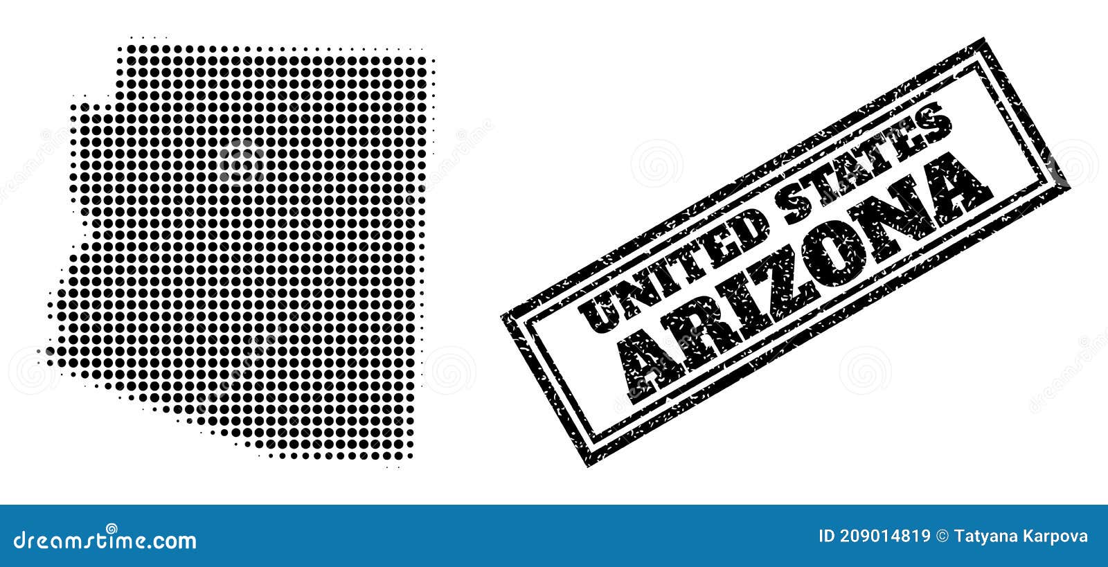 Halftone Map of Arizona State and Grunge Framed Watermark Stock Vector ...