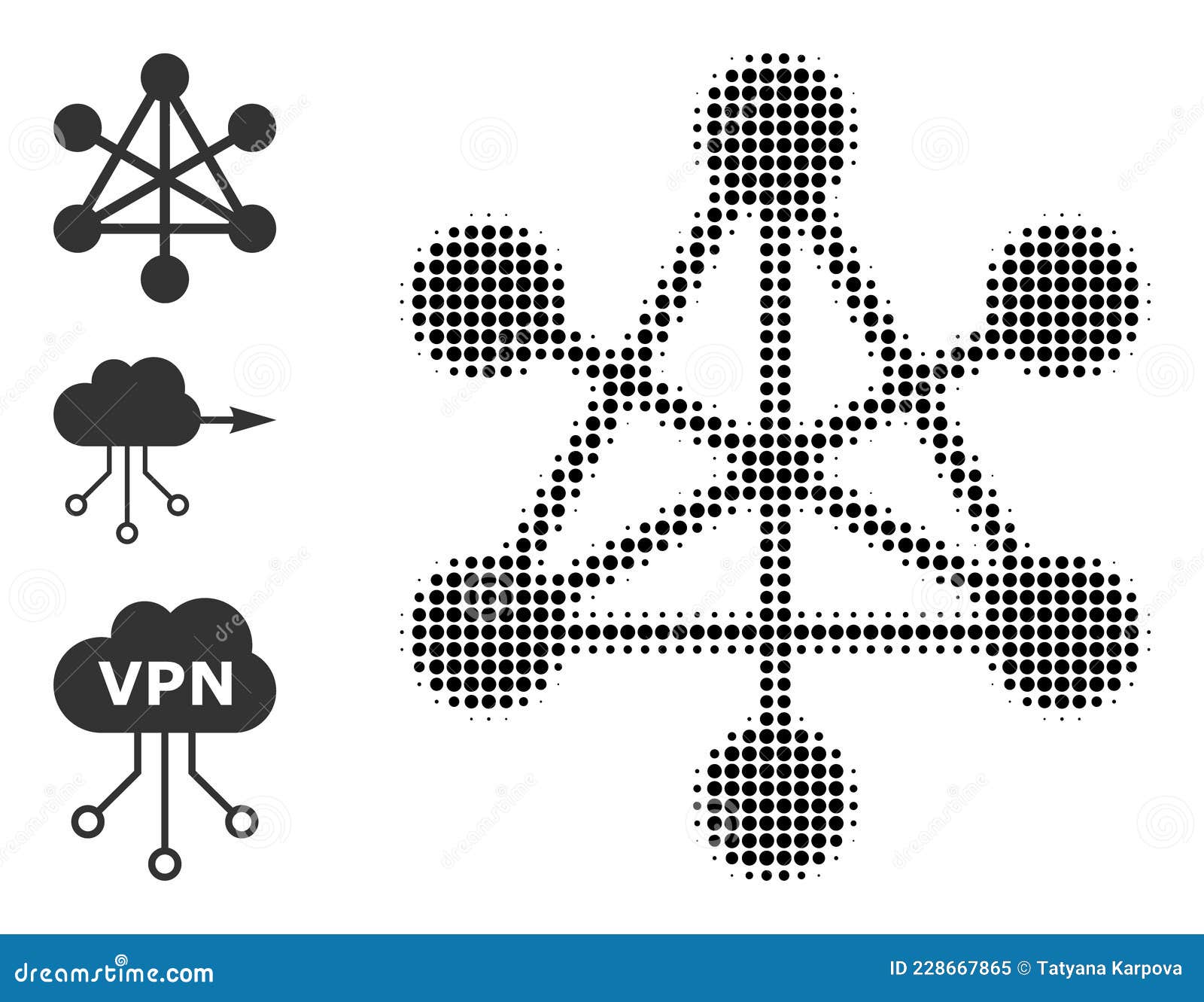 Halftone Dotted Vector Network Nodes Icon Stock Vector - Illustration ...