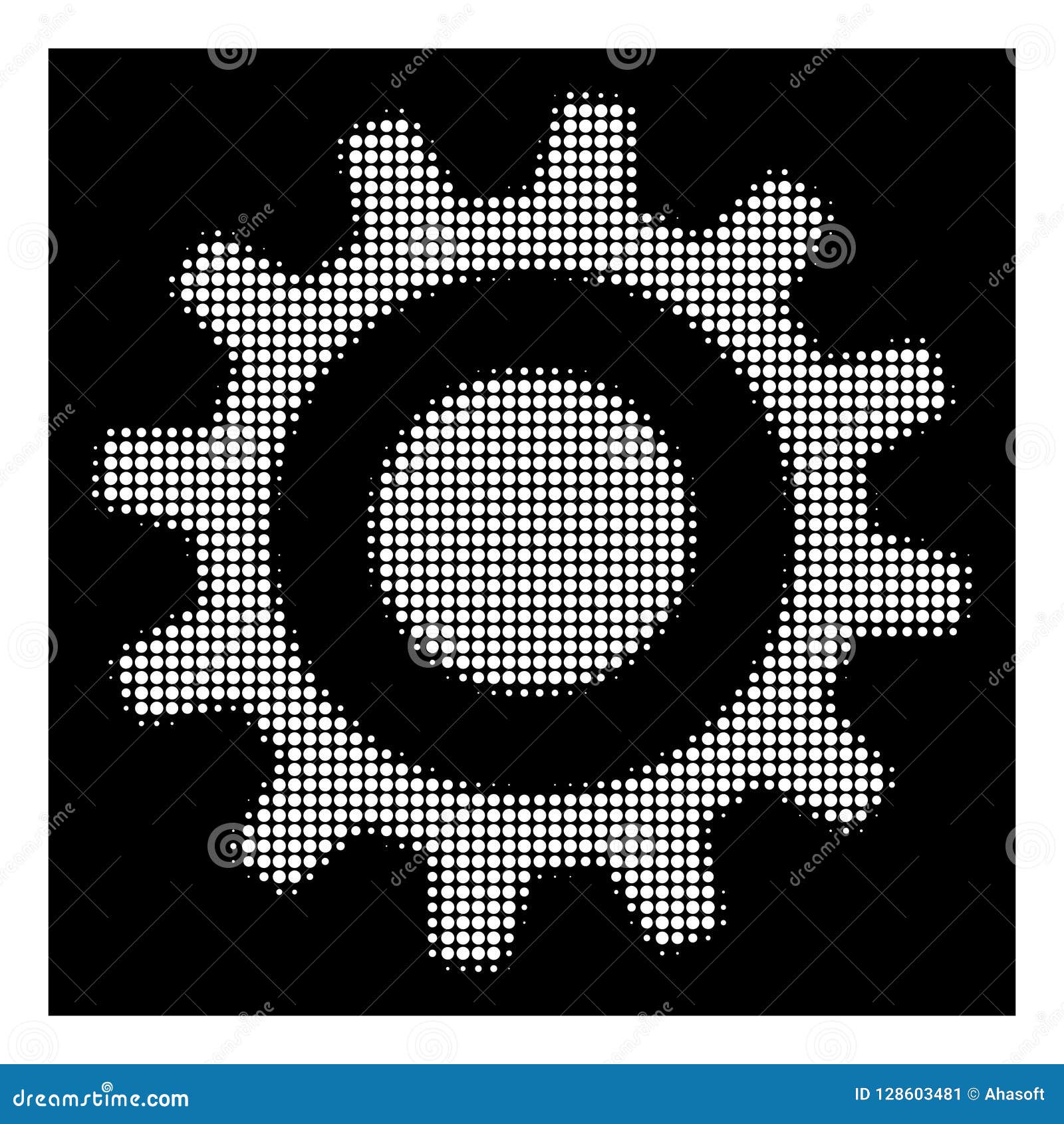 White Halftone Cogwheel Icon Stock Vector - Illustration of dots ...