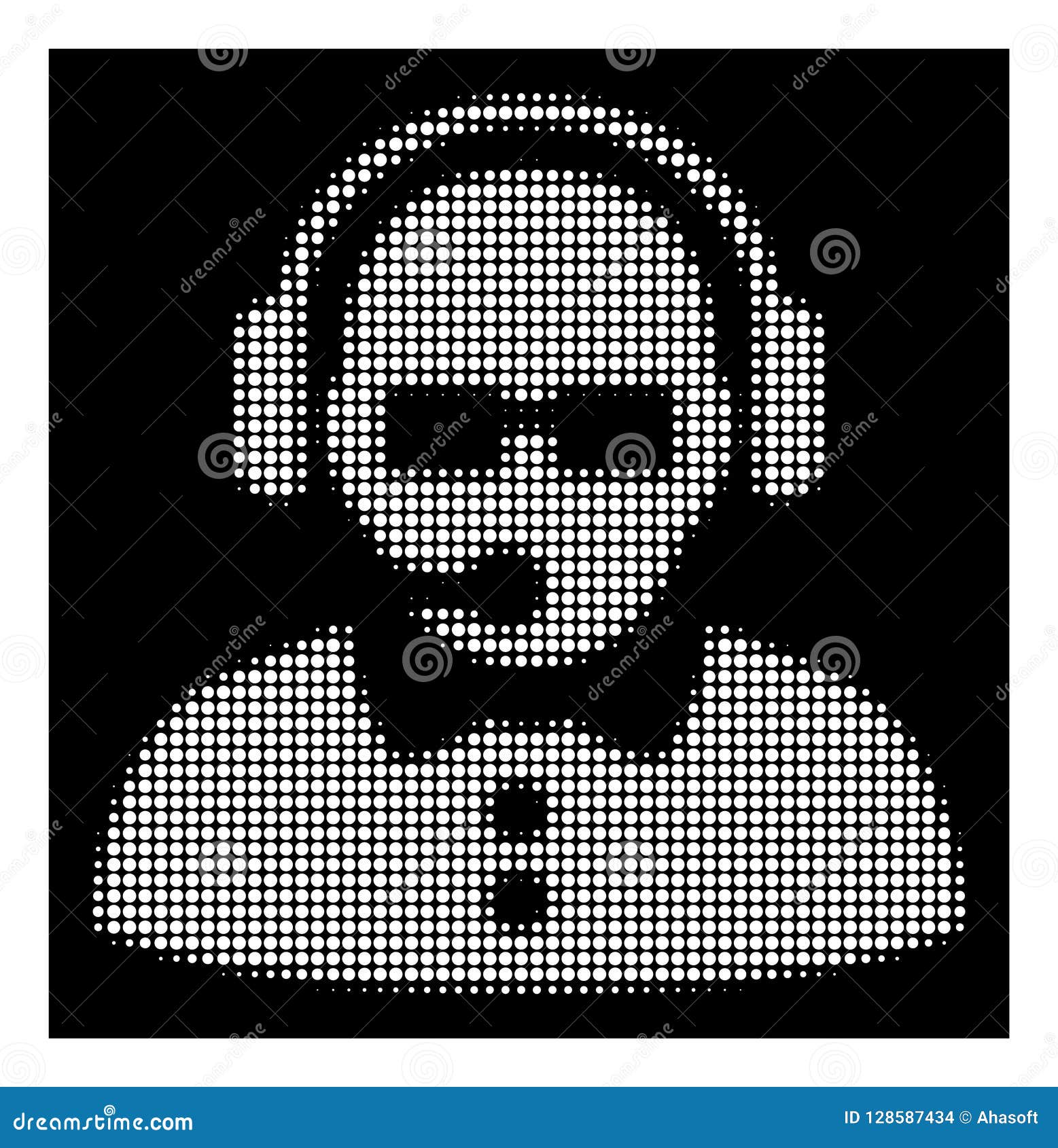 White Halftone Female Operator Icon Stock Vector - Illustration of ...