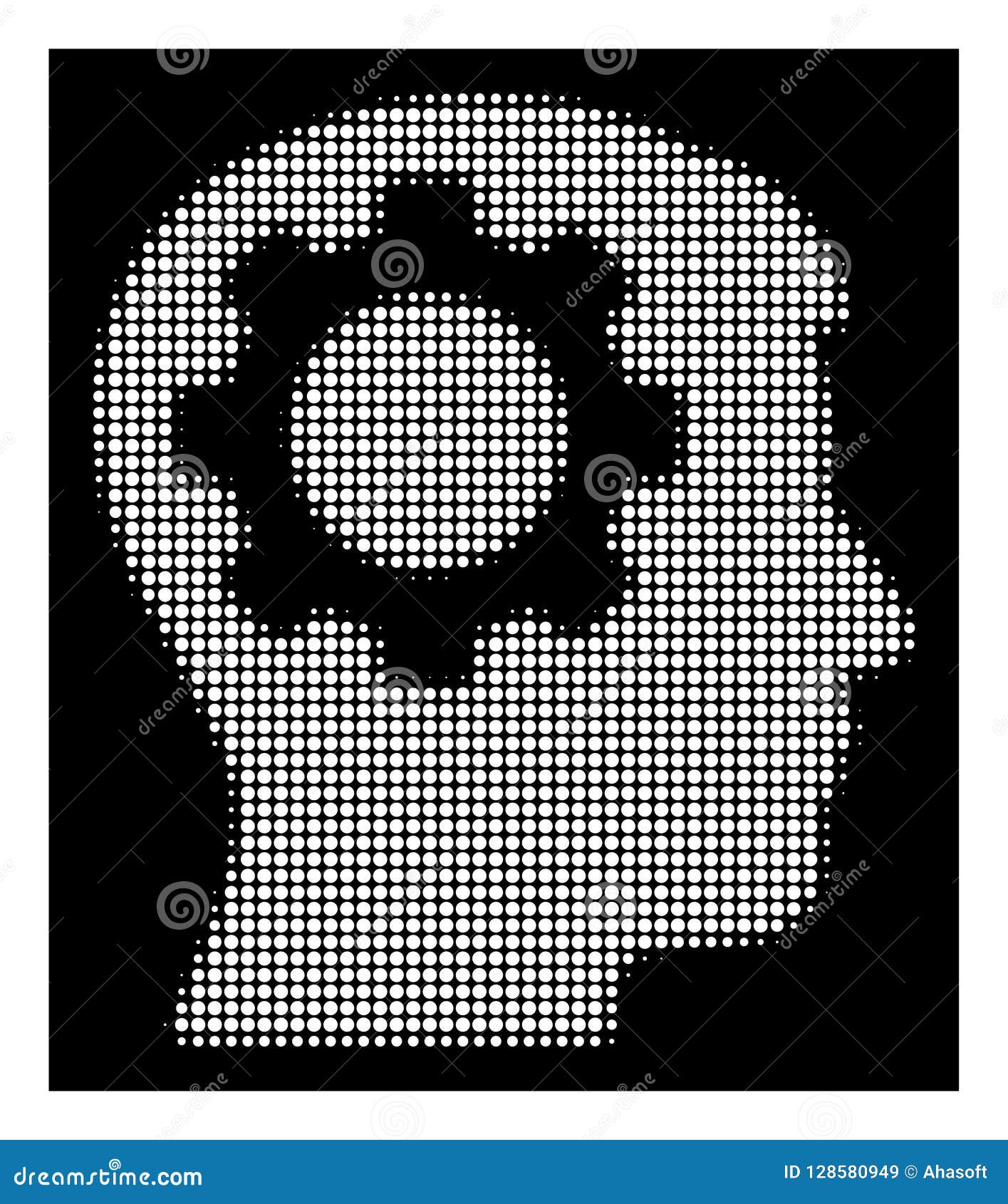 White Halftone Intellect Gear Icon Stock Vector - Illustration of gear ...