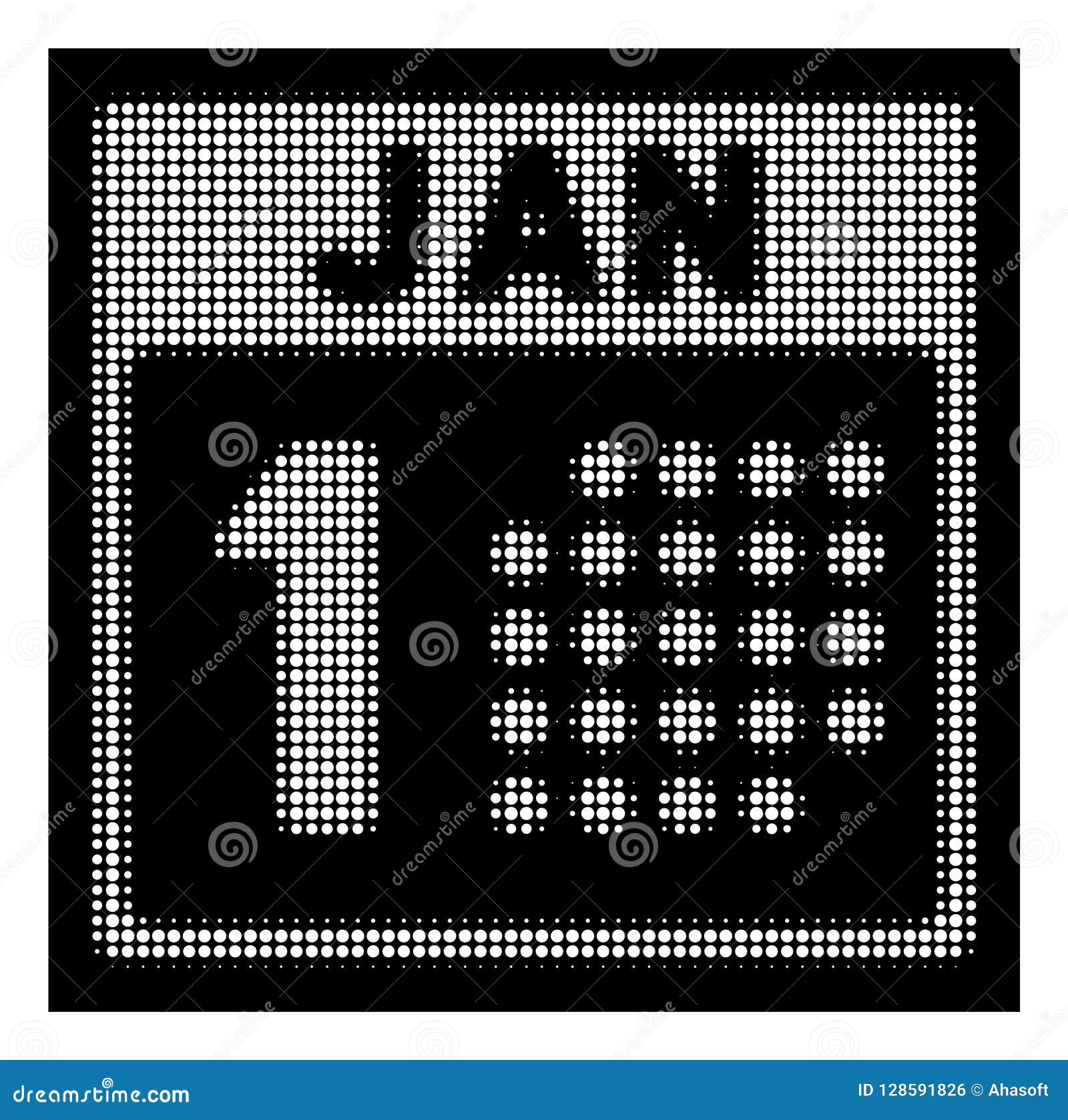 White Halftone January First Icon Stock Vector - Illustration of dots ...