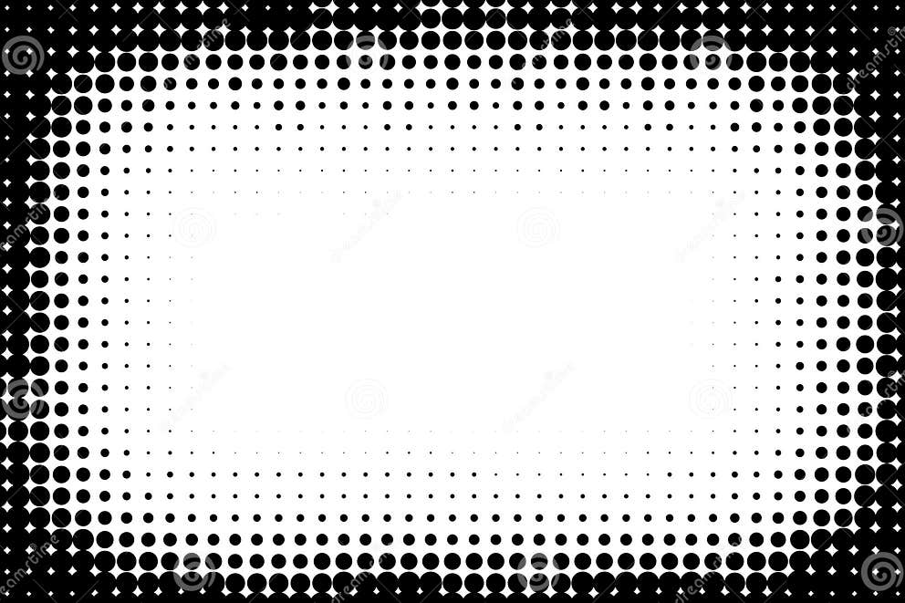 Halftone Pop Art Texture Rectangular Frame. Monochrome Dotted ...