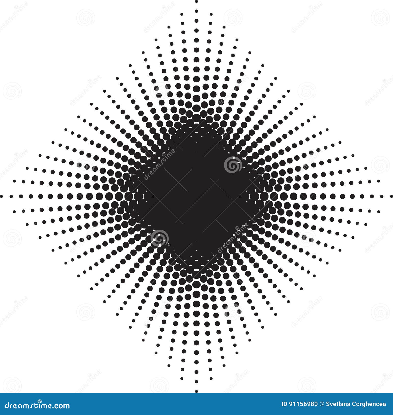 Halftone Radial Pattern Background. Vector Dots Texture Retro Stock ...
