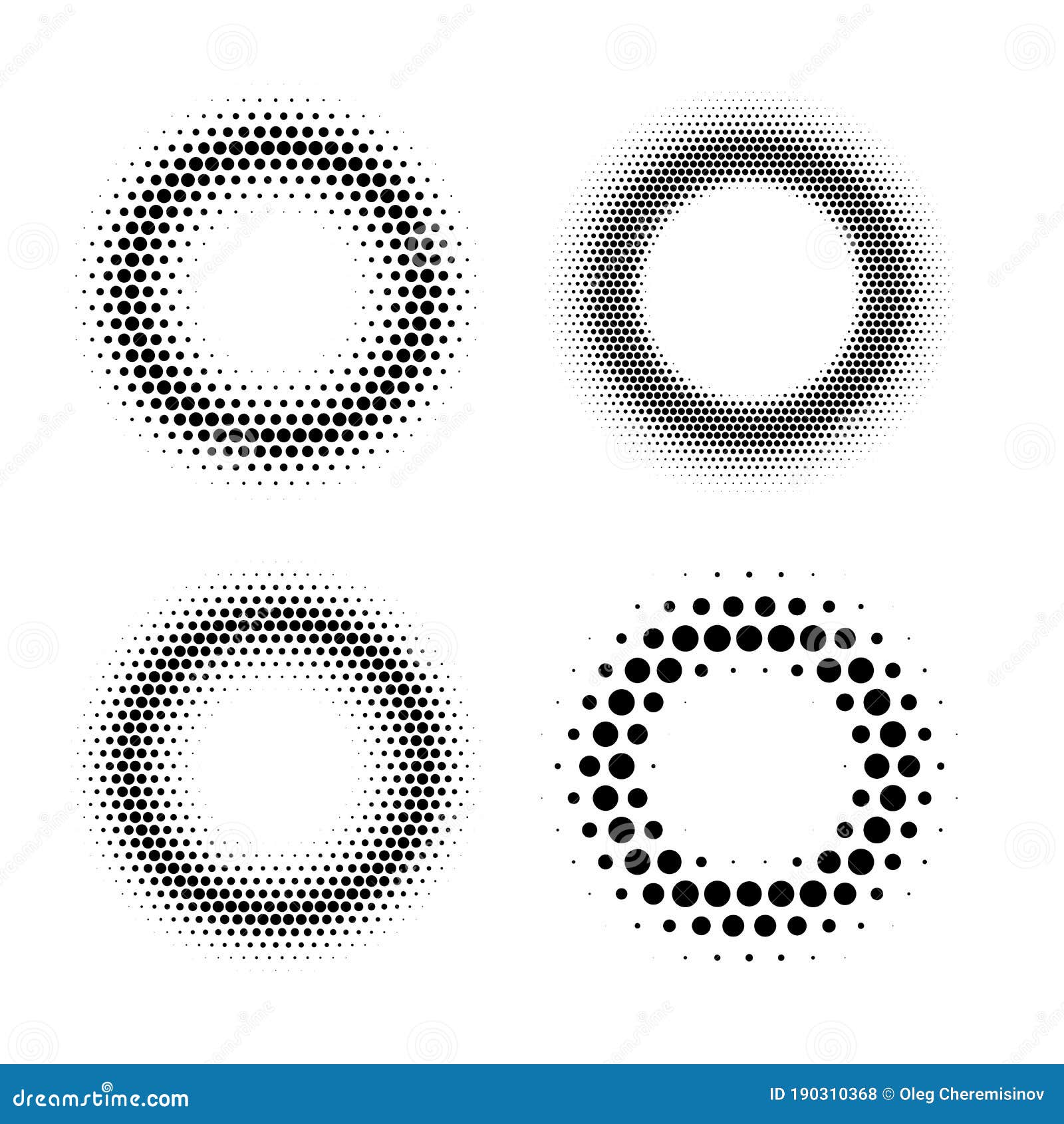 Halftone Radial Set Isolated on White Background Stock Vector ...