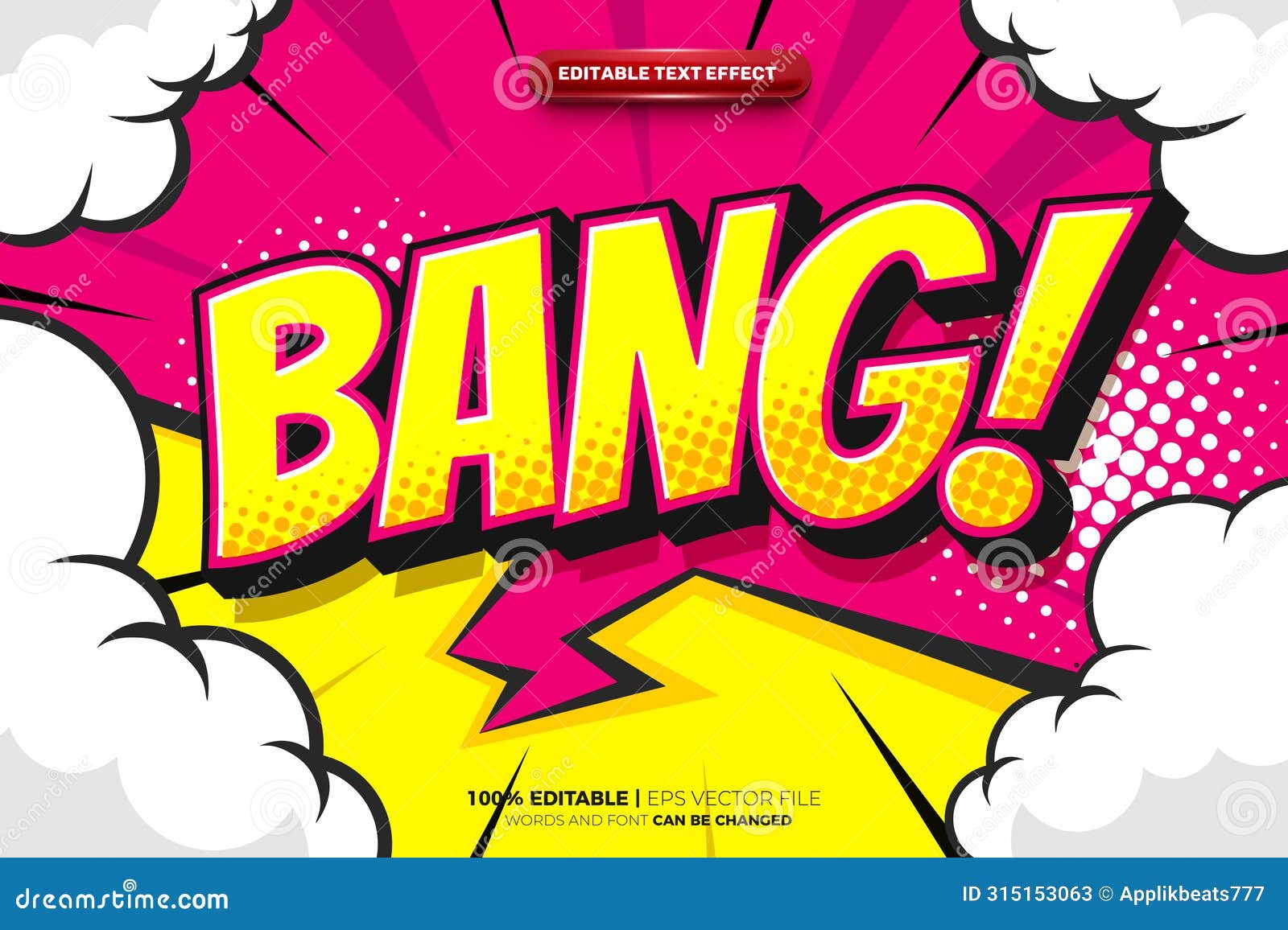 Halftone Retro Pop Art Bang Comic Text Effect Stock Vector ...