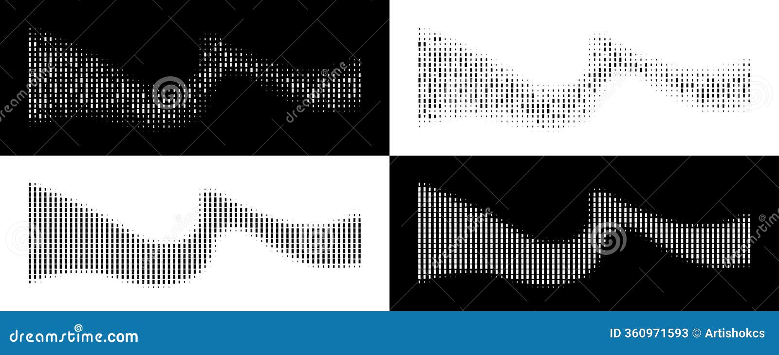 Halftone Rhythm Black Wave. Vector Illustration. Halftone Line Dots ...