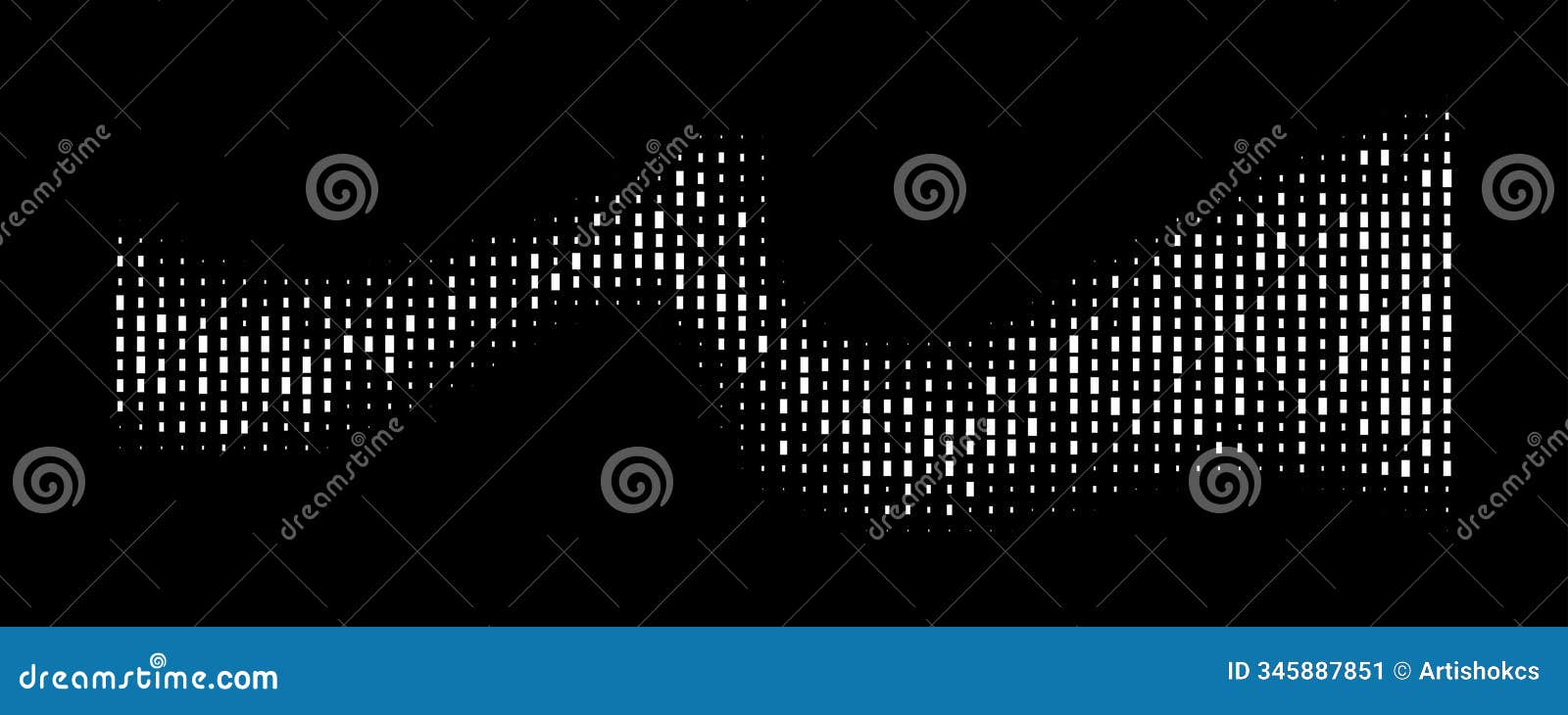 Halftone Rhythm White Wave. Vector Illustration. Halftone Line Dots ...