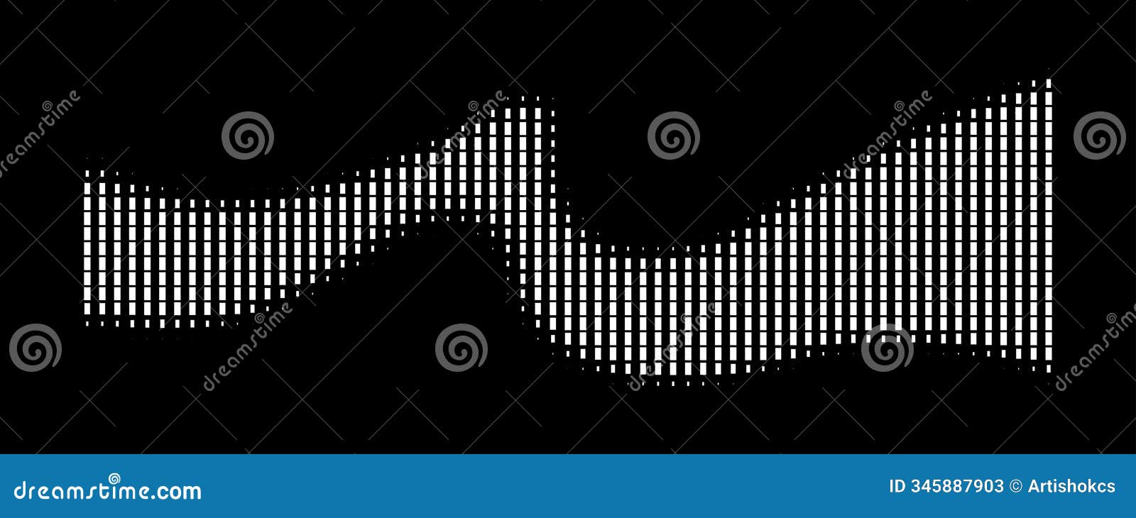 Halftone Rhythm White Wave. Vector Illustration. Halftone Line Dots ...