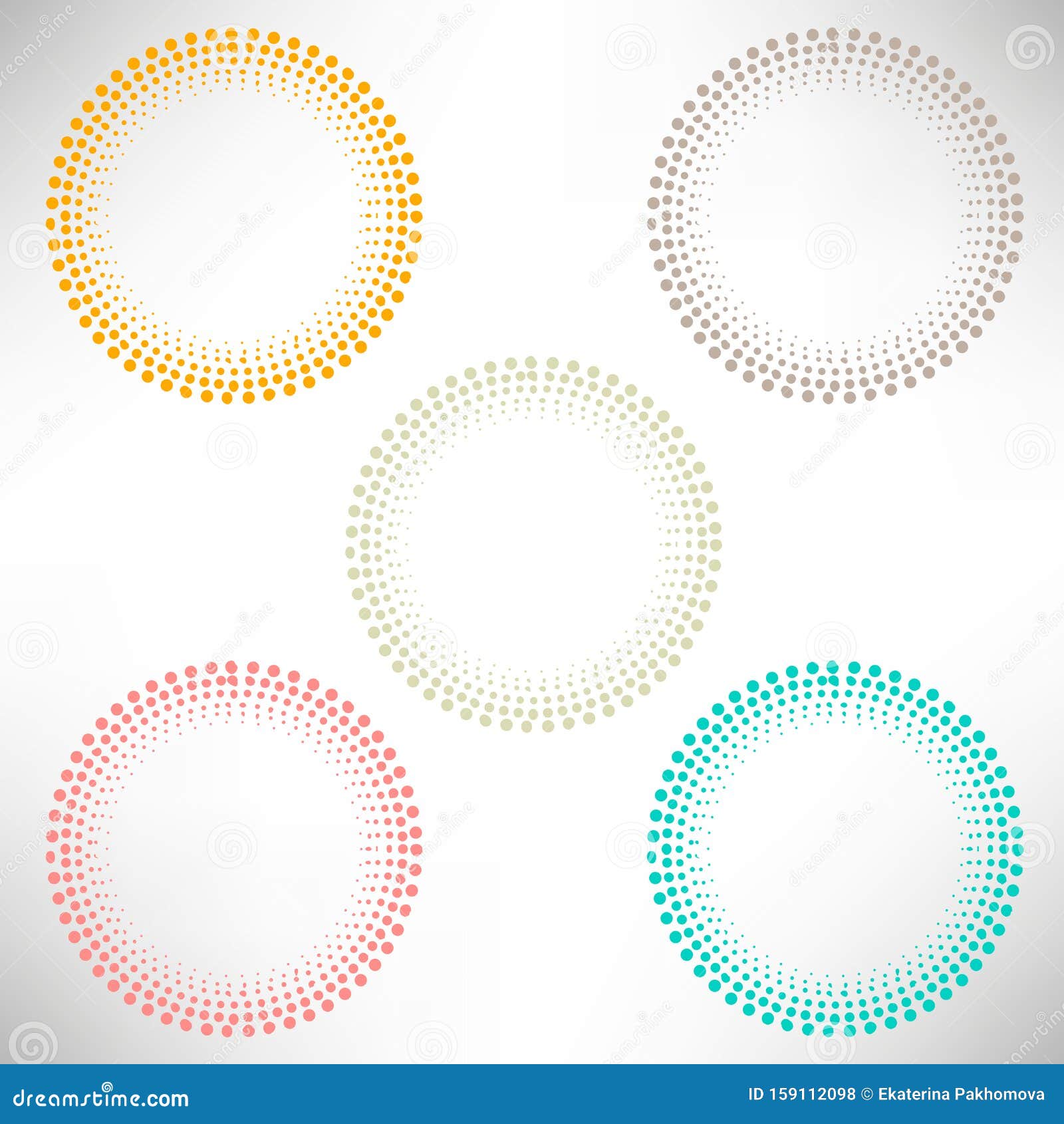 Halftone Round Geometrical Frame. Set of Design Elements of Different ...