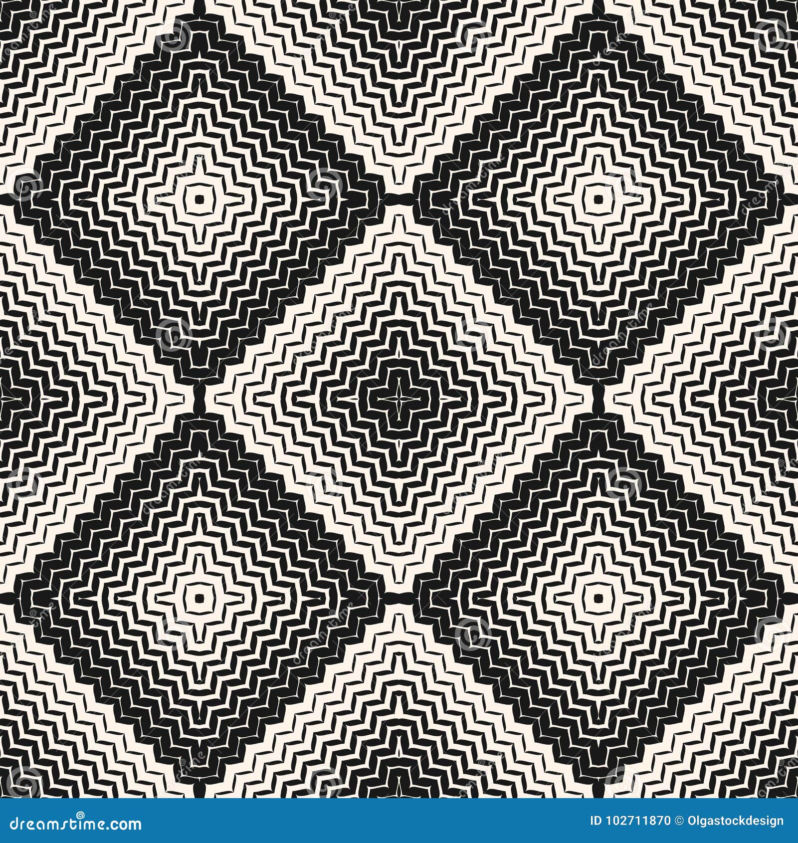 Halftone Seamless Pattern. Diagonal Zigzag Lines in Square Form Stock ...
