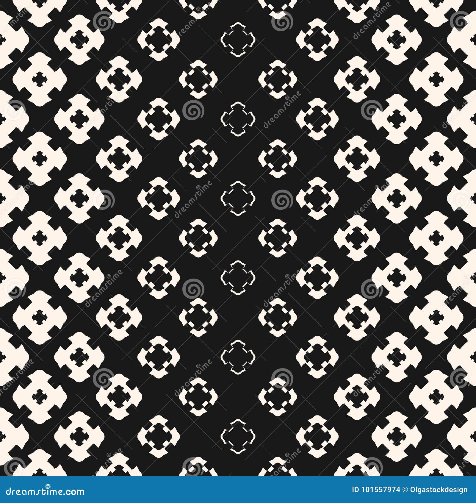 Halftone Seamless Texture with Floral Geometric Shapes, Crosses. Stock ...