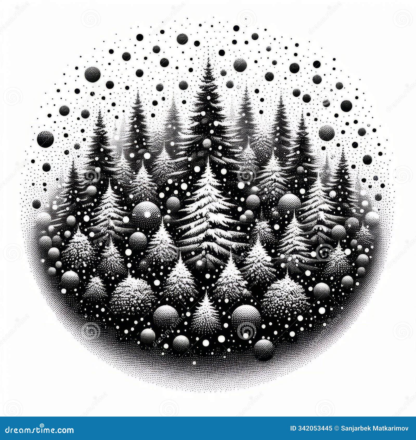 Halftone Snowfall Grayscale Image Of Falling Snow Recreated Usin ...