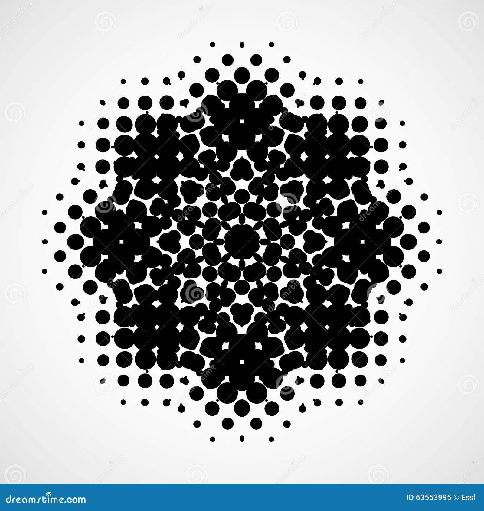 Halftone Snowflake. Abstract Black and White Design Element Stock Vector - Illustration of blot ...