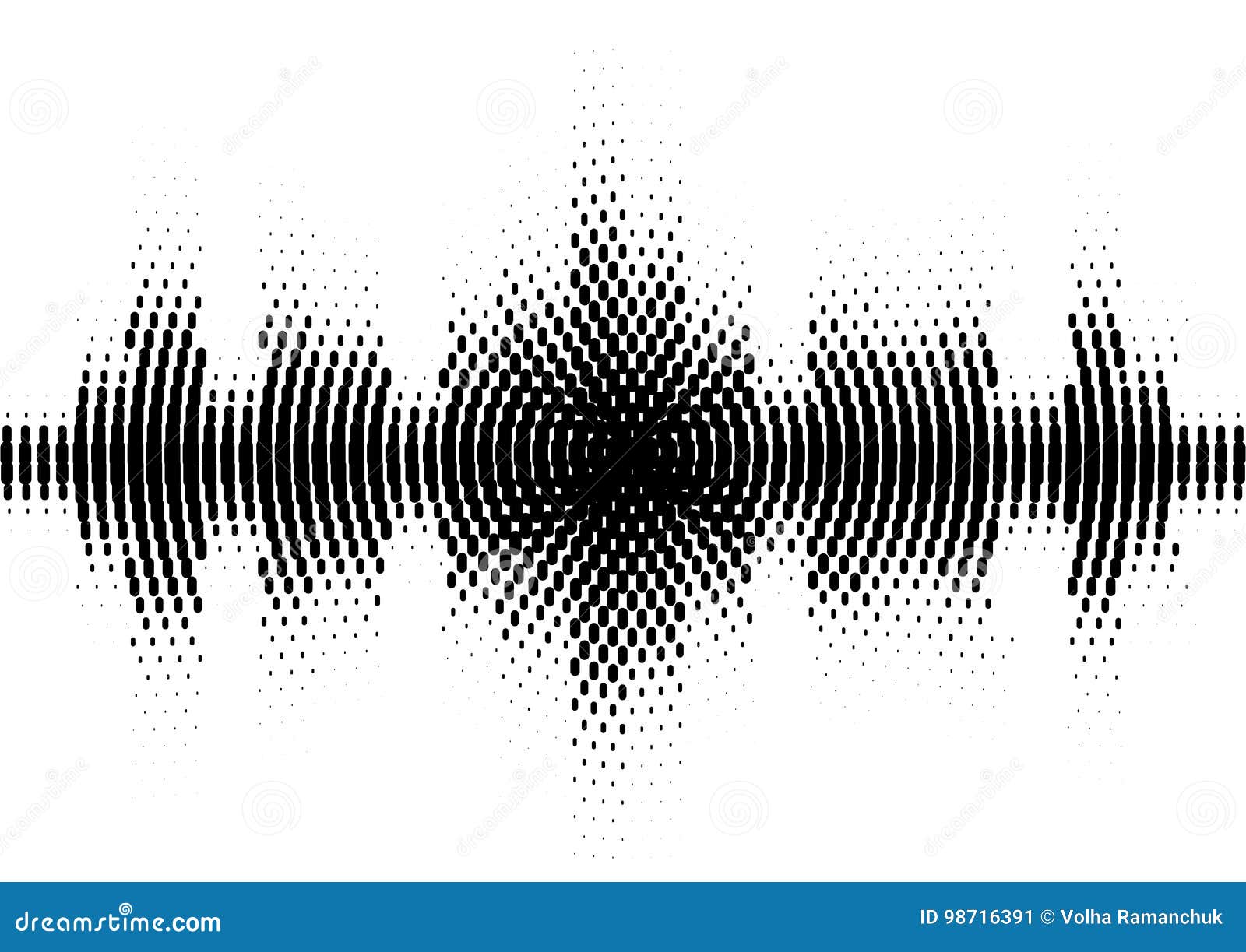 Halftone Sound Wave Black and White Pattern. Stock Vector ...