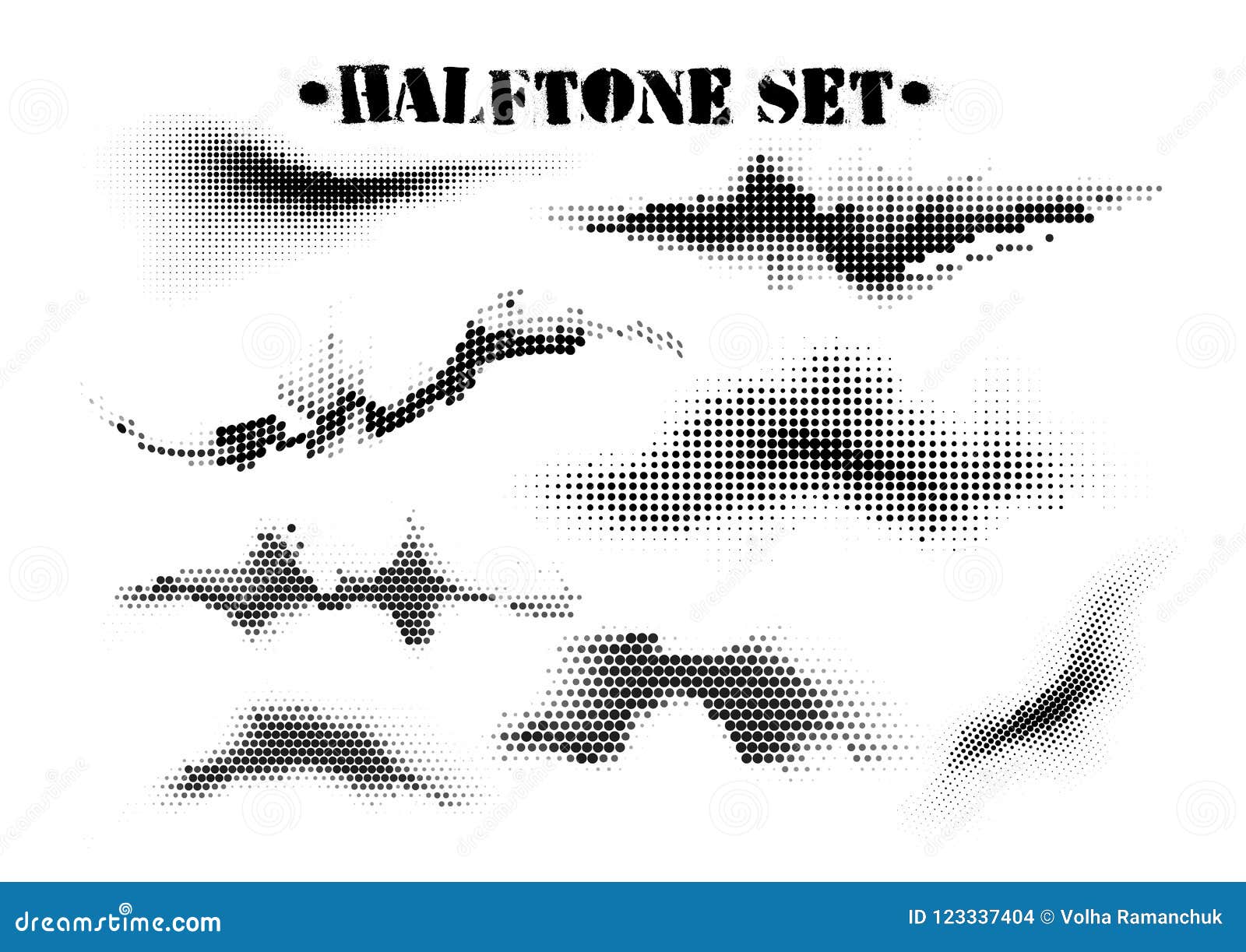 Halftone Sound Wave Black and White Patterns Set.Tech Music Design ...