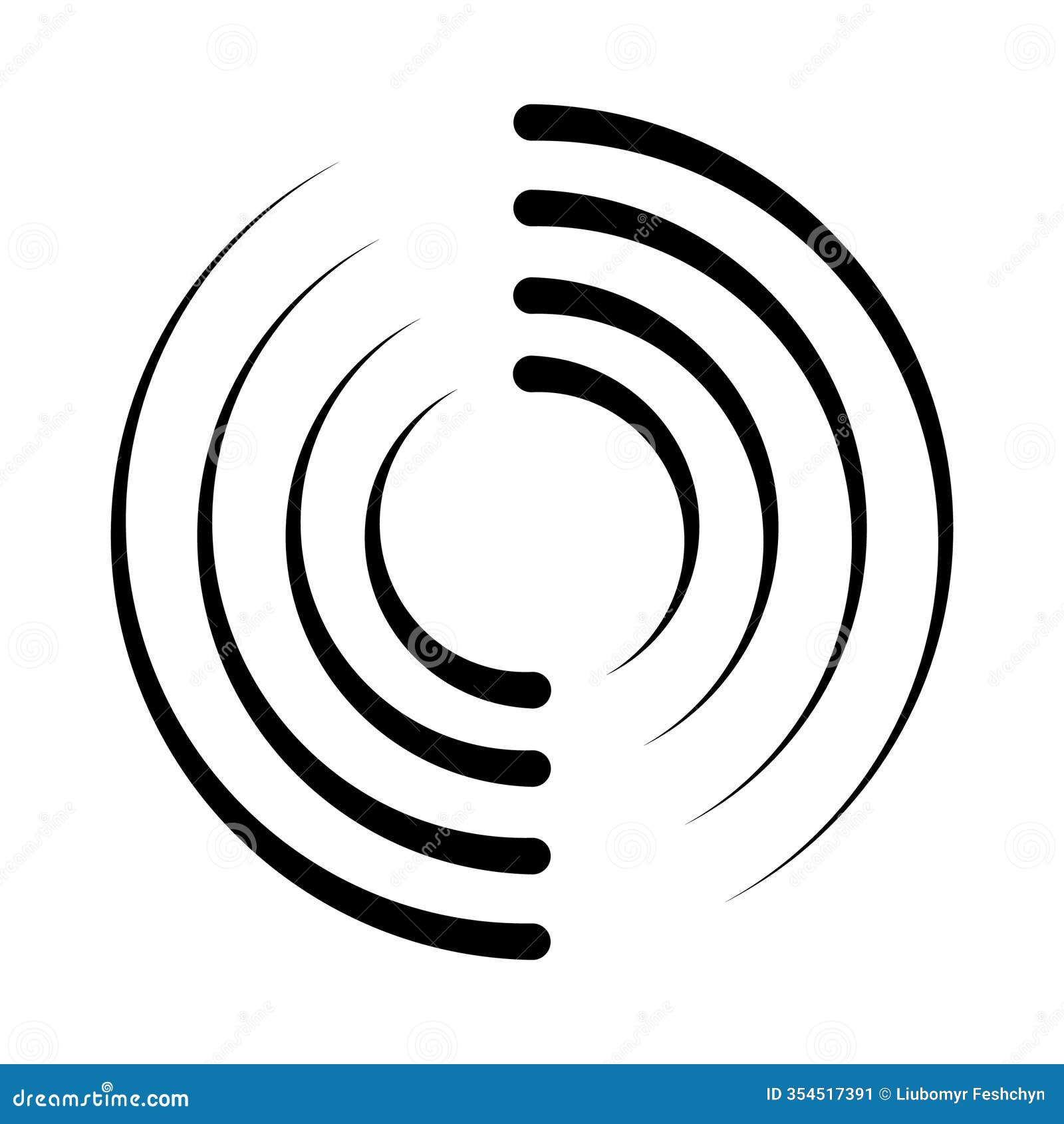 Halftone Speed Lines Circle. Geometric Art in Circle Form. Round Swirl ...