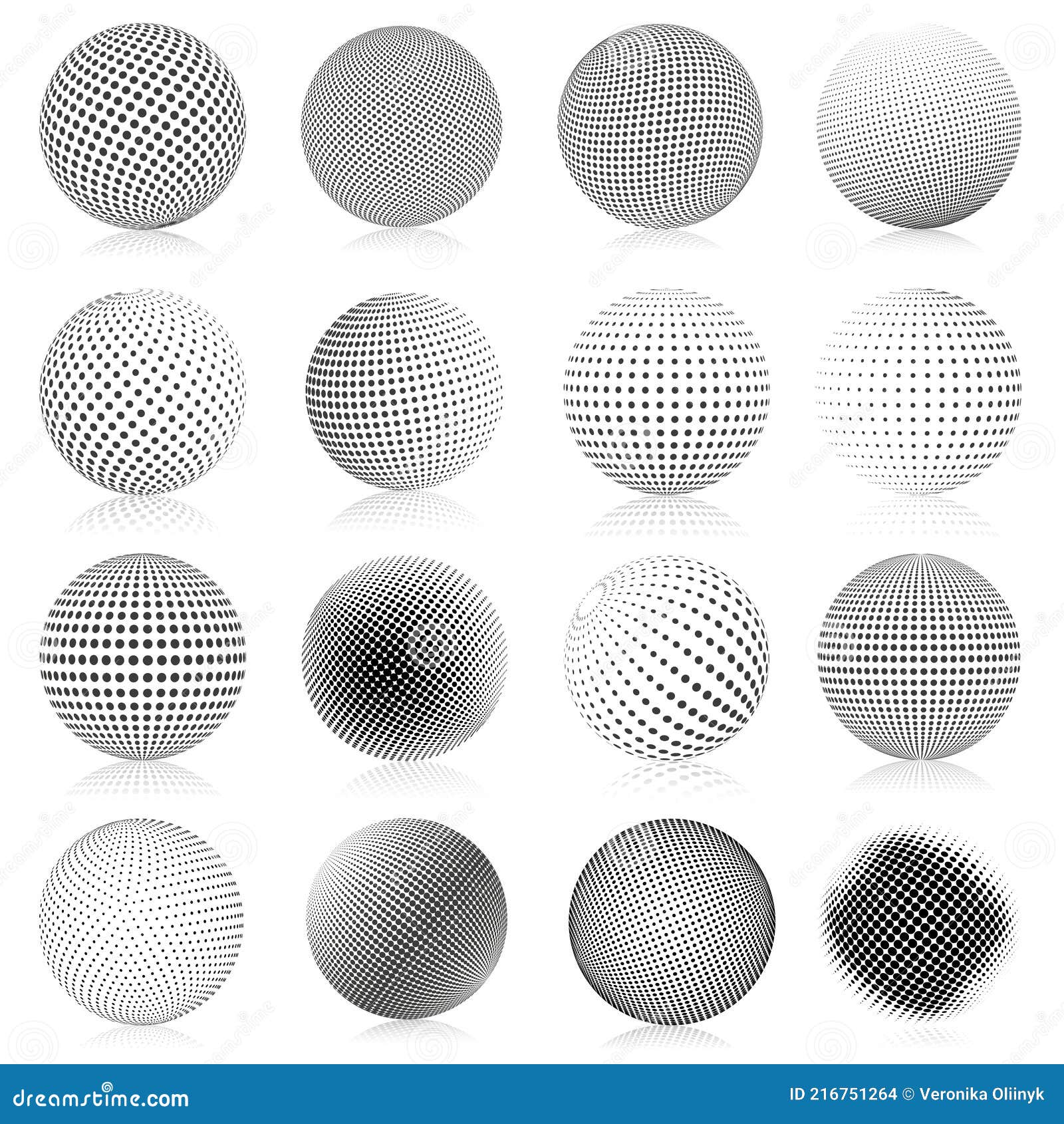 Halftone Sphere. Abstract Gradient Dotted Texture Globe Elements, Round ...