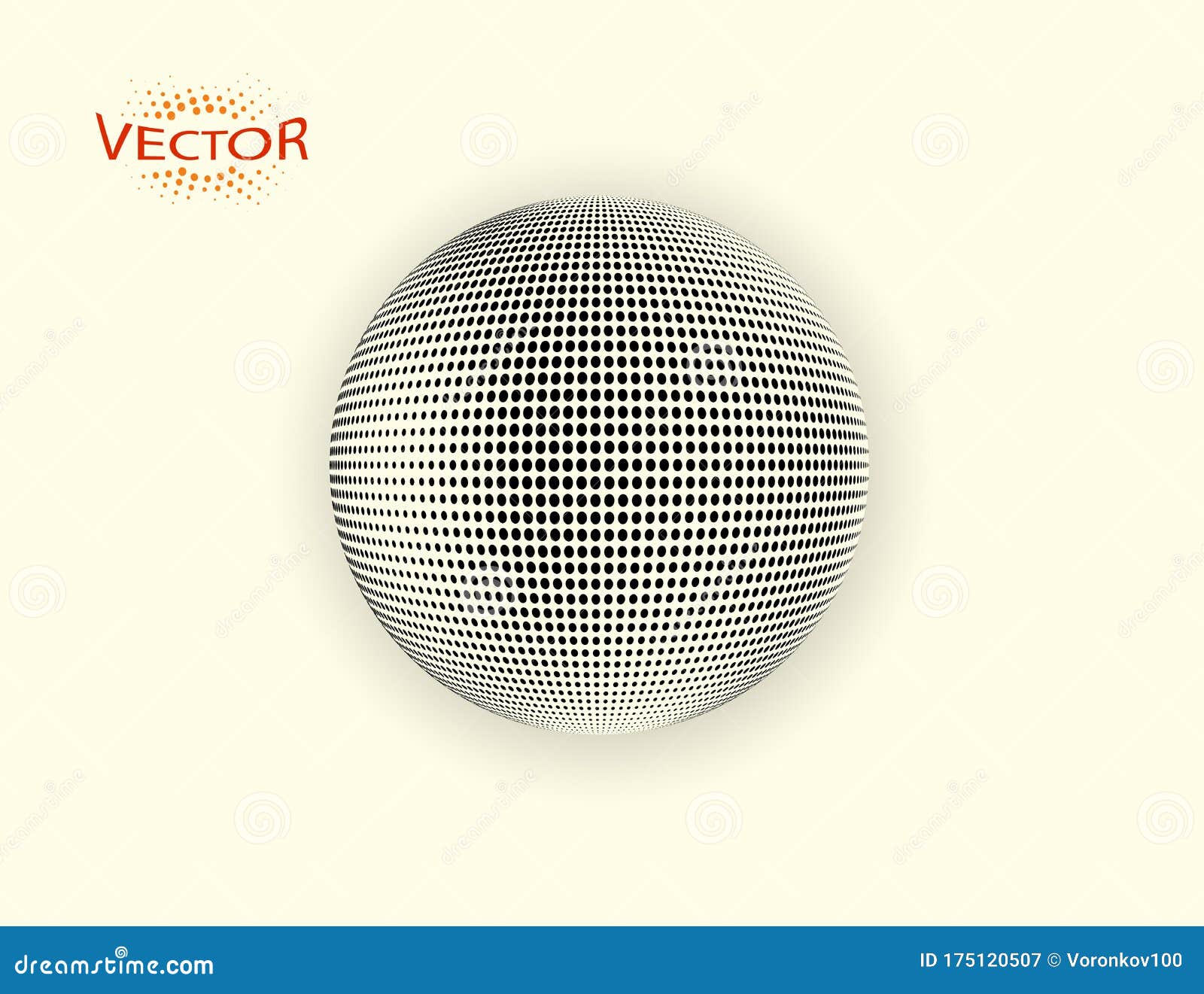 Halftone Sphere. Dot Ball Design Element with Shadow. Vector ...