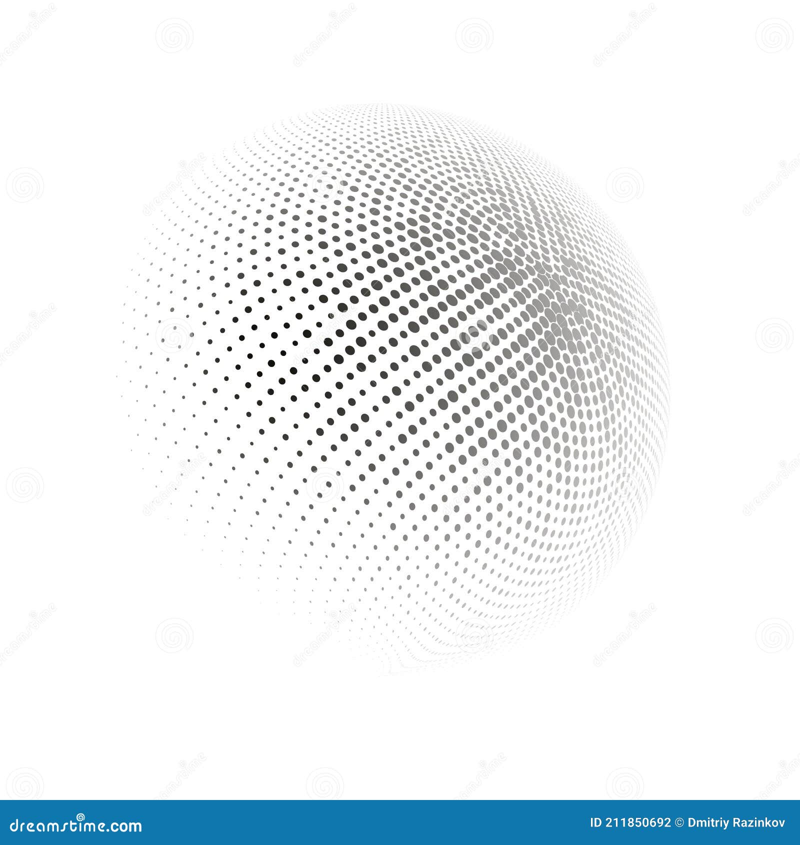 Halftone Sphere Dotted Vector Illustration. Circle Halftone Patterns ...