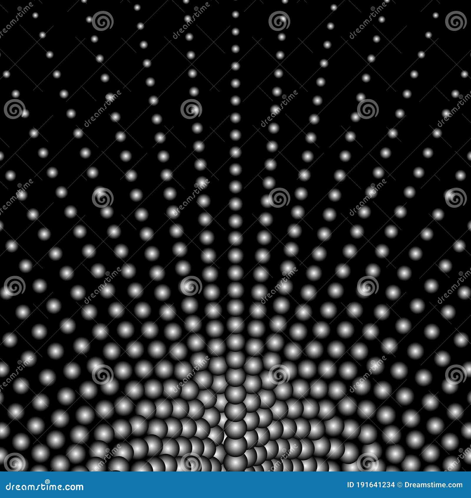 Halftone Sphere of Points. White Dots of Different Sizes on Black a ...