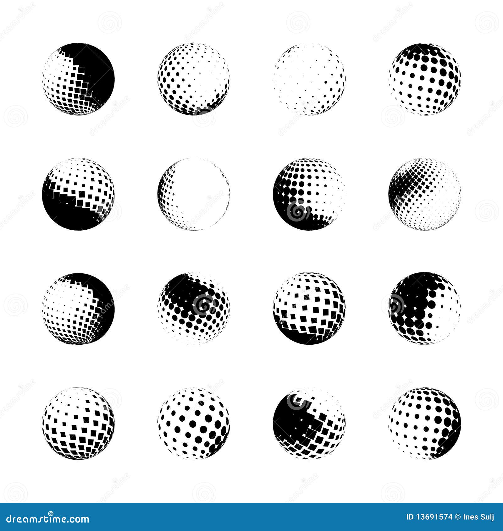 Halftone Spheres Abstract Black Background On White Royalty-Free Stock ...