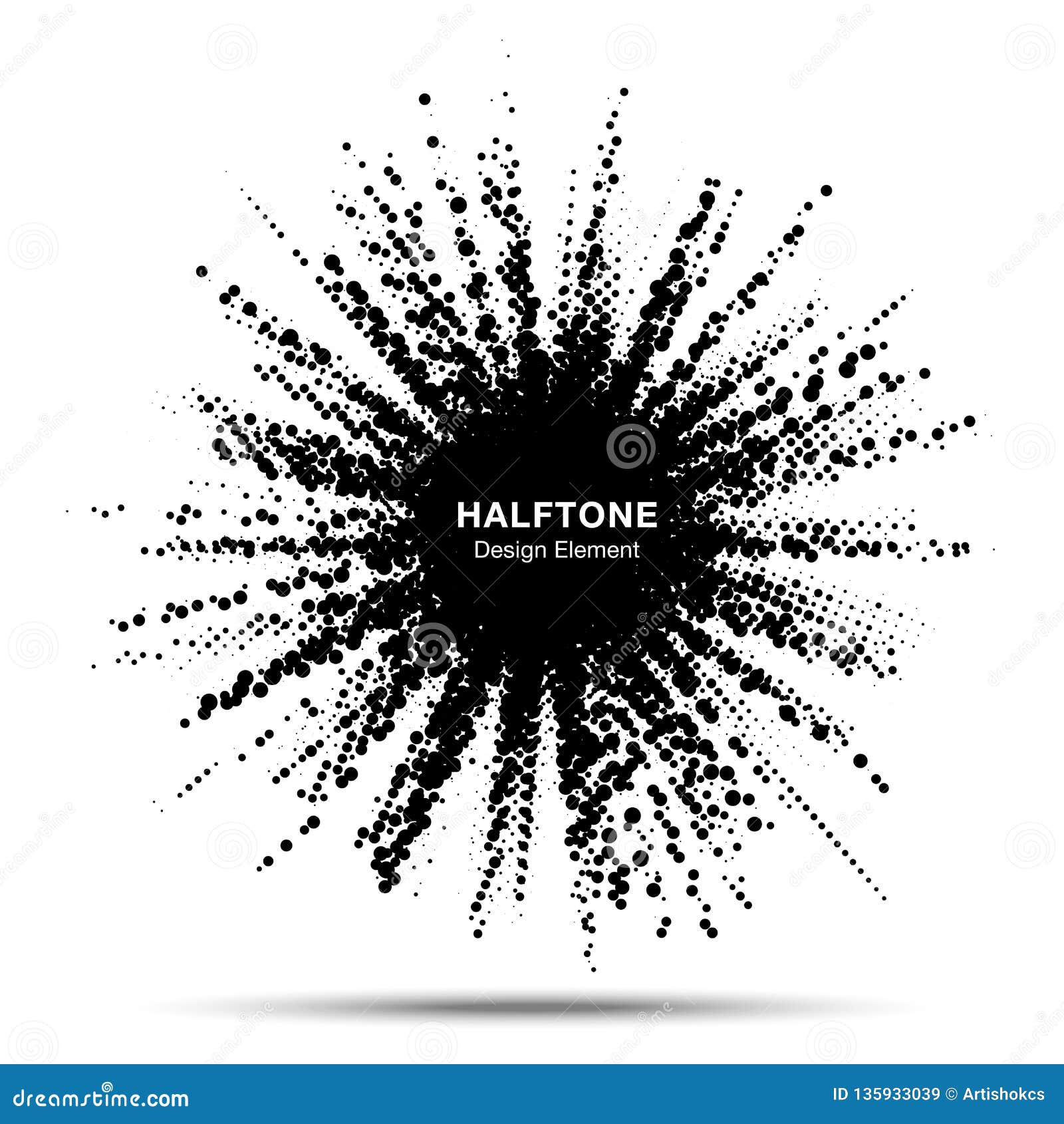 Halftone Star Frame. Grunge Spot Border Using Halftone Circle Dots ...