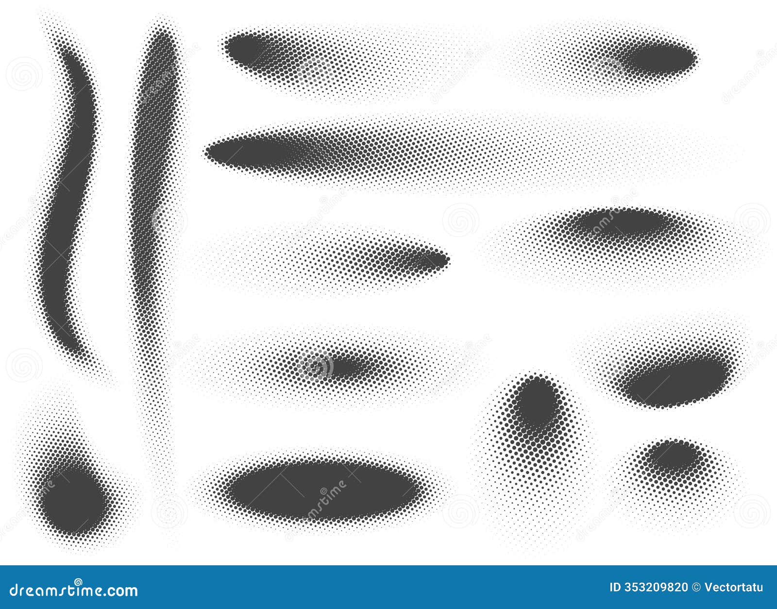 Stipple Shadows Set, Dotted Design Elements. Fading Gradient. Stippling ...