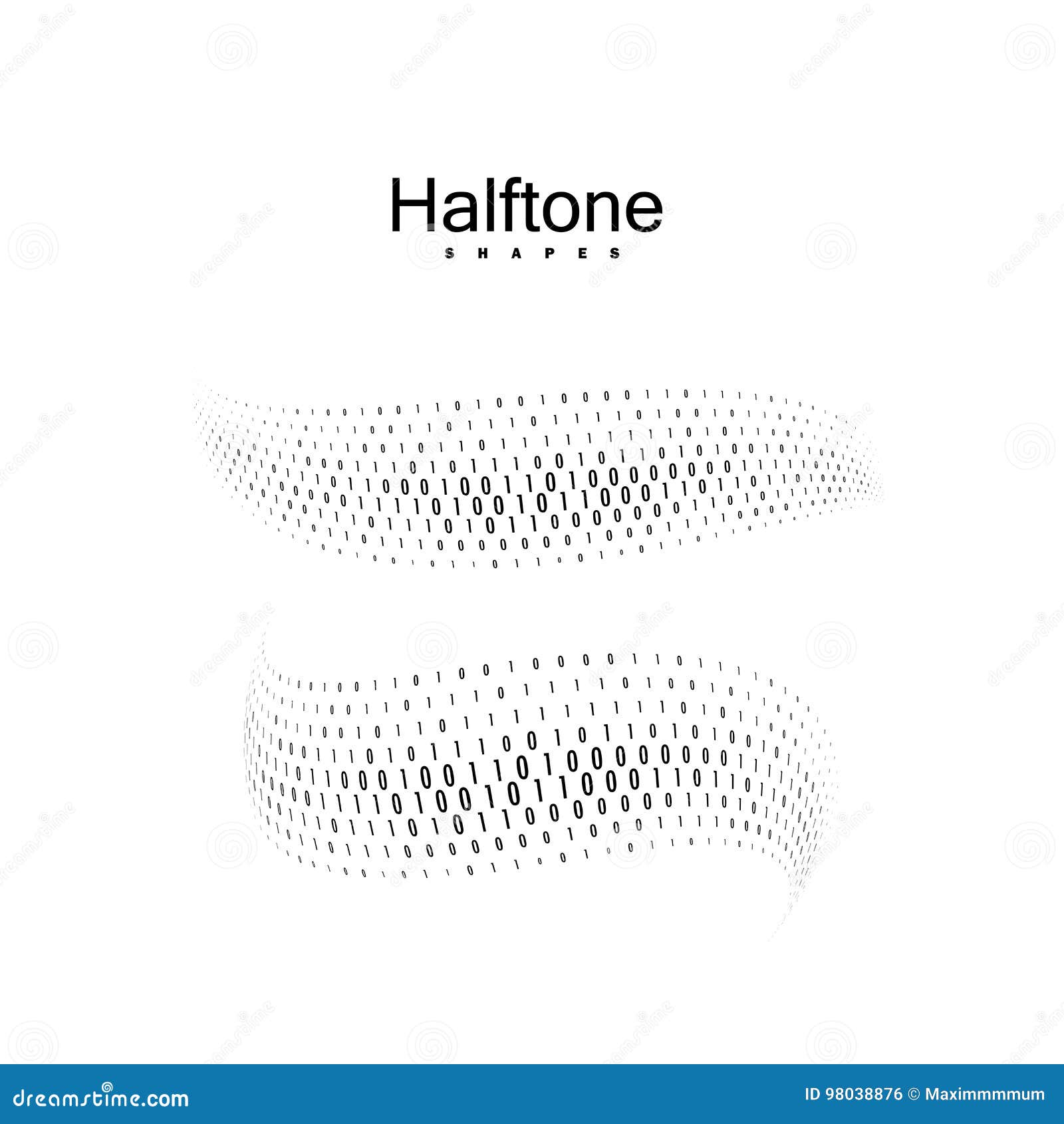 Halftone Streaming Binary Code 3d Shapes Stock Vector Illustration