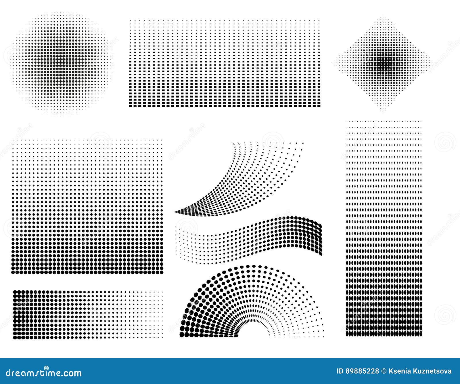 Halftone Style Elements Set. Vector Collections Retro Textures for ...