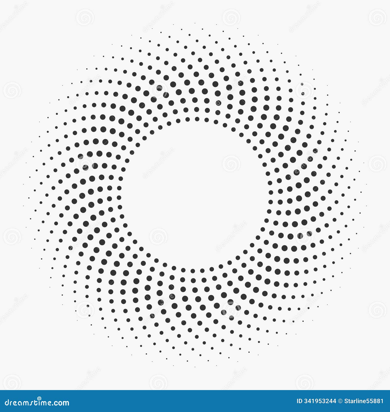 Halftone Style Symmetrical Round Frame Pattern Design Stock Vector ...