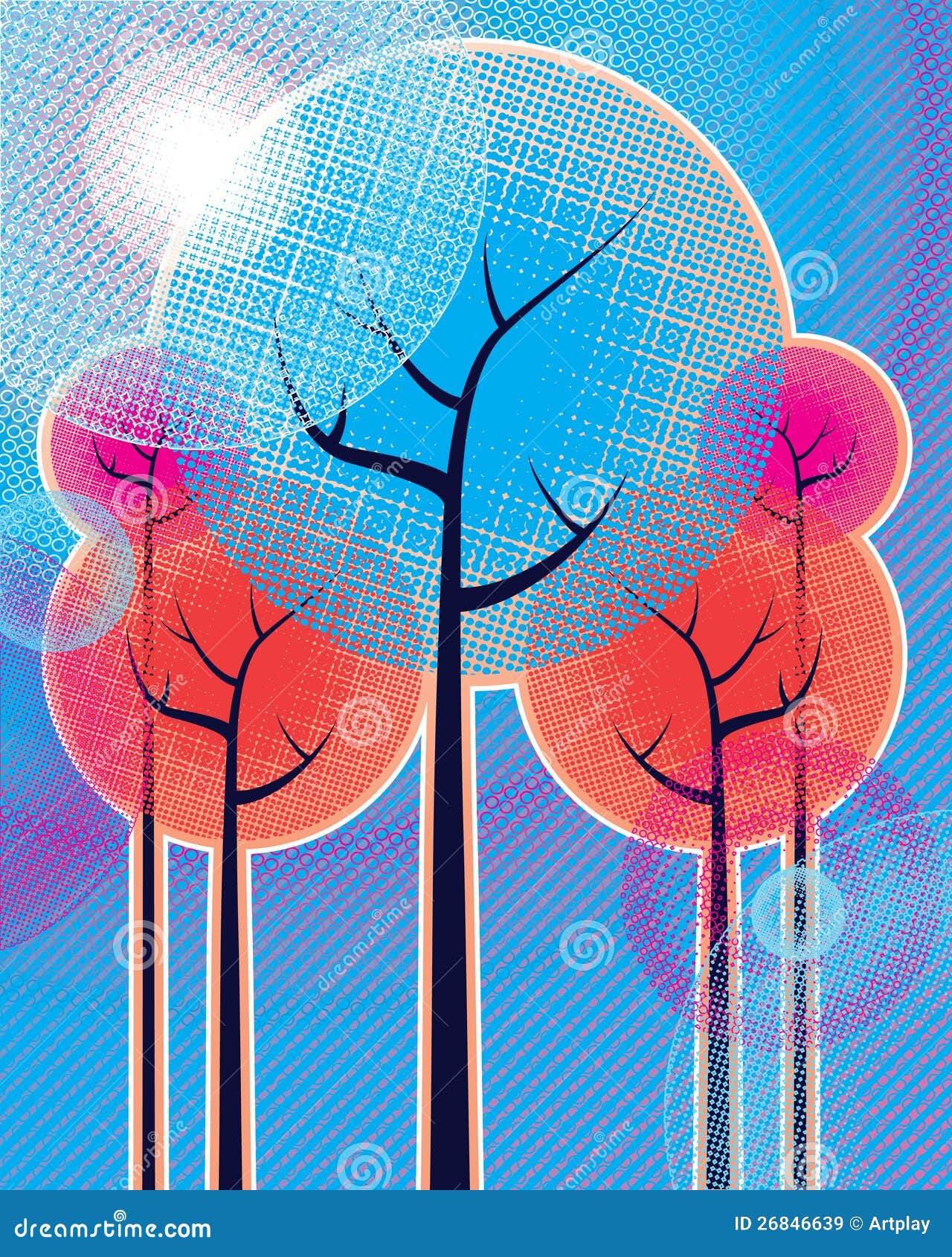 Halftone Trees stock vector. Illustration of solar, blue - 26846639