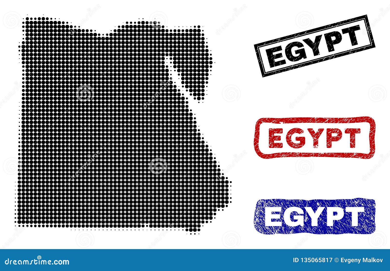 Egypt Map in Halftone Dot Style with Grunge Caption Stamps Stock Vector - Illustration of ...
