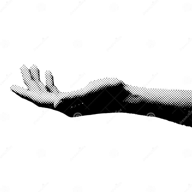 Halftone Vector Image of Human Hand Side View Isolated on Background ...