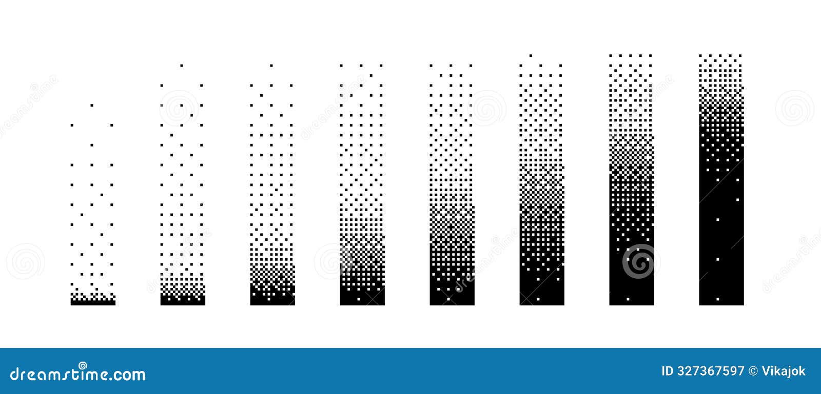 Halftone Vertical Gradient Border Set. Black Long Dotted Frame or ...