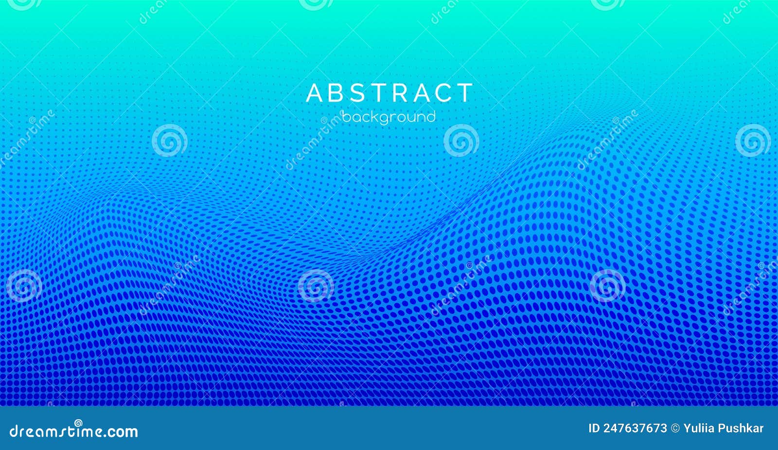 Halftone Wavy Abstract Background. Blue Gradient Dotted Texture Stock ...