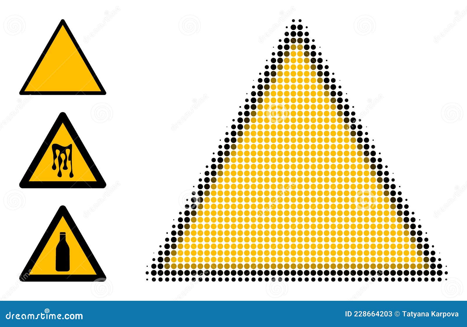 Halftone Dot Vector Yellow Triangle Icon Stock Vector - Illustration of ...