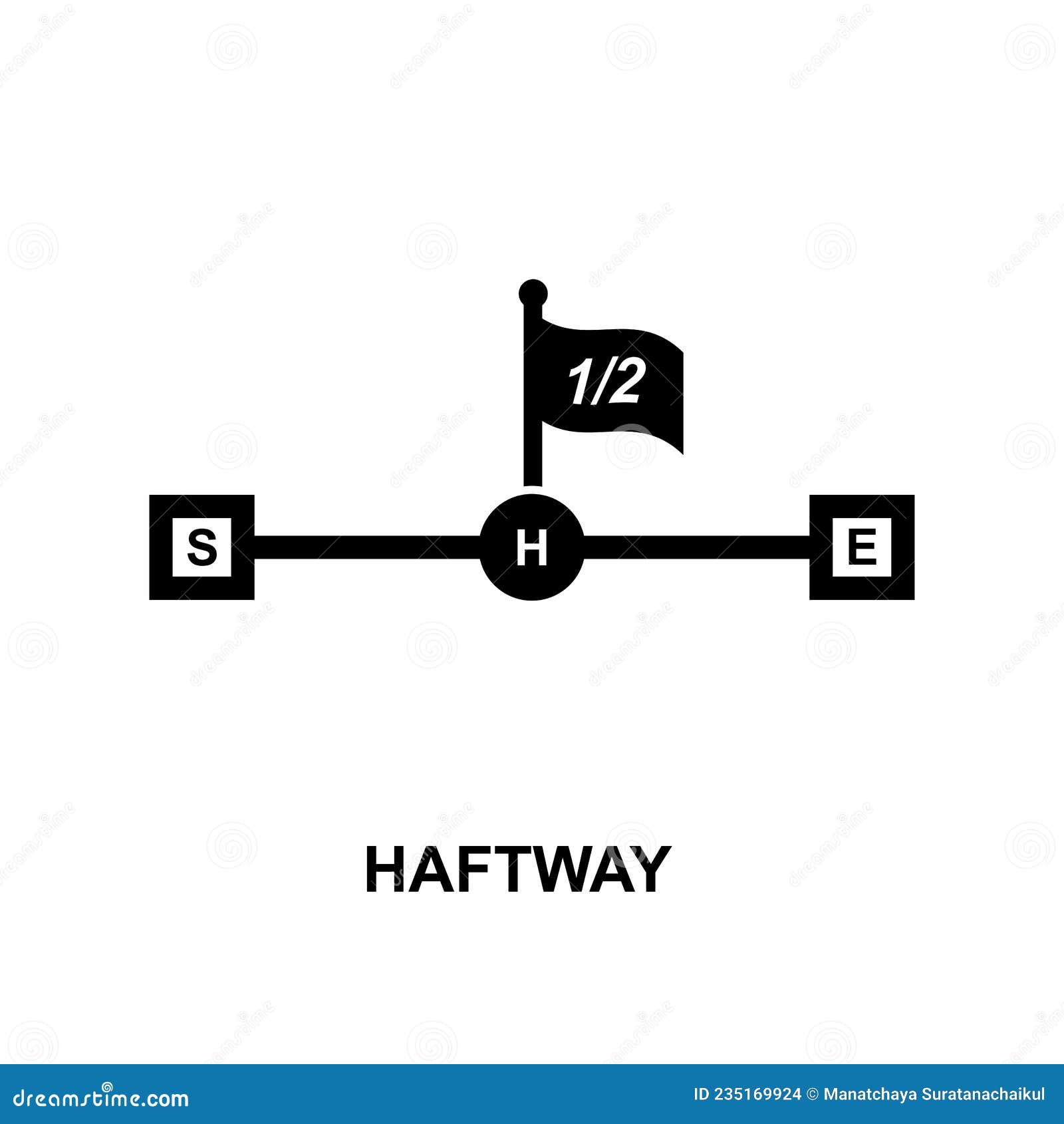 Halfway Icon Isolated on White Background. Stock Vector - Illustration ...