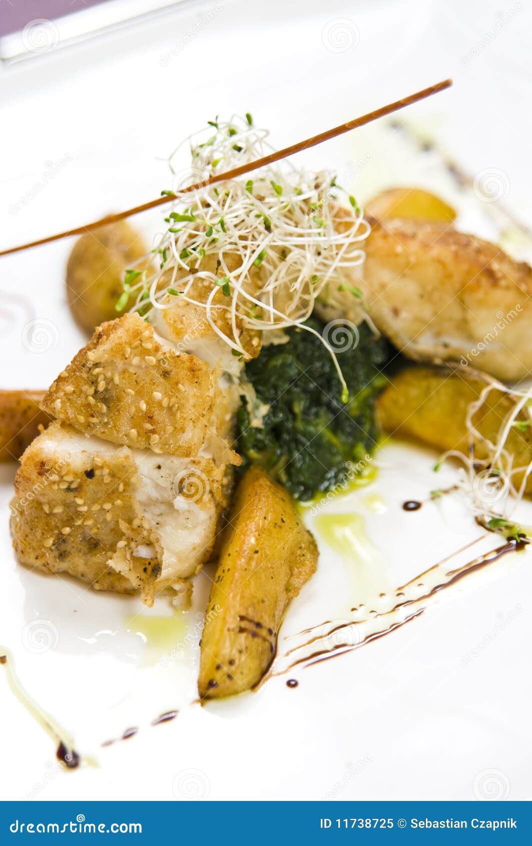 Halibut dish stock image. Image of fine, restaurants - 11738725