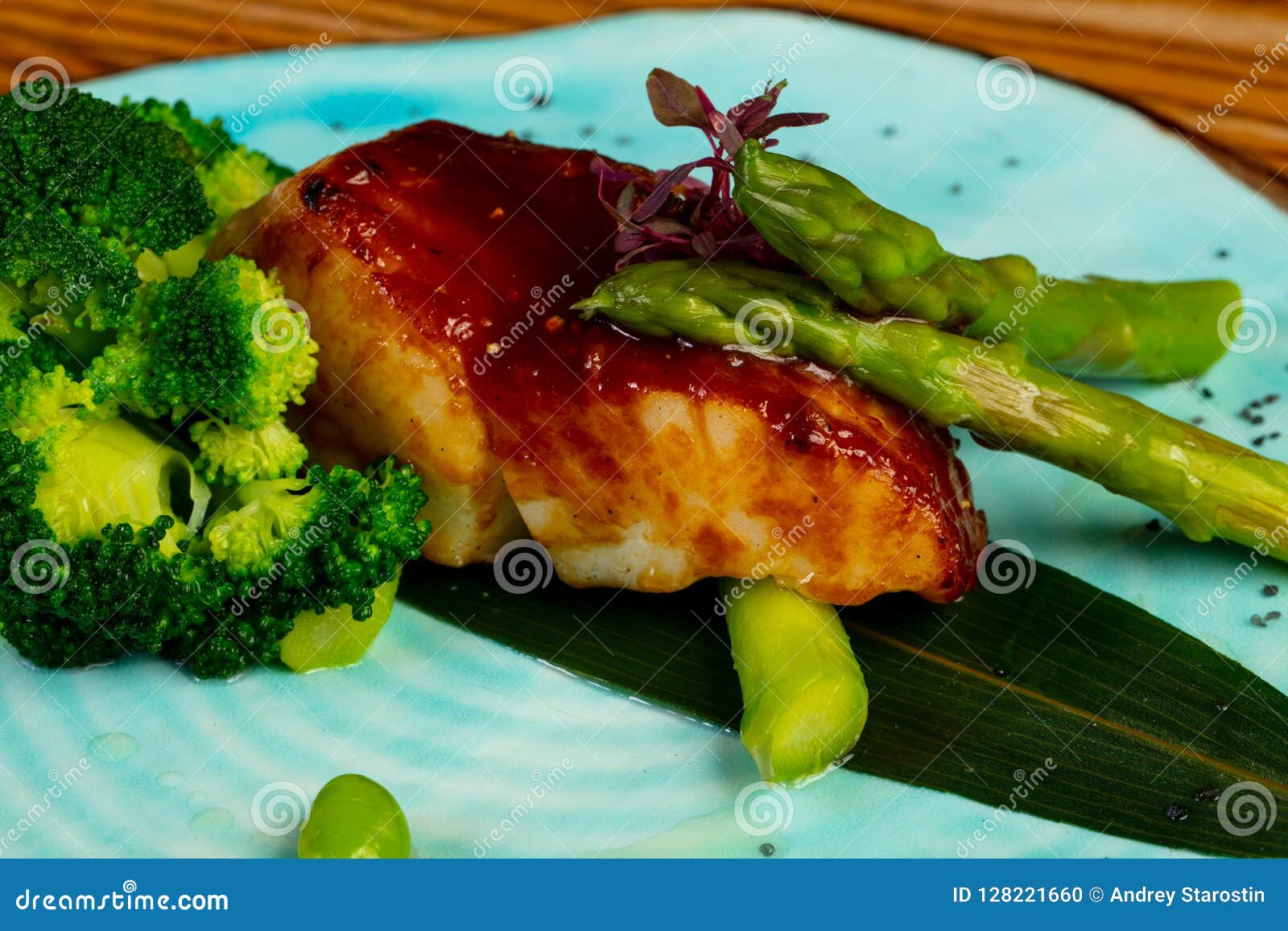 Halibut fish with broccoli stock photo. Image of fresh - 128221660