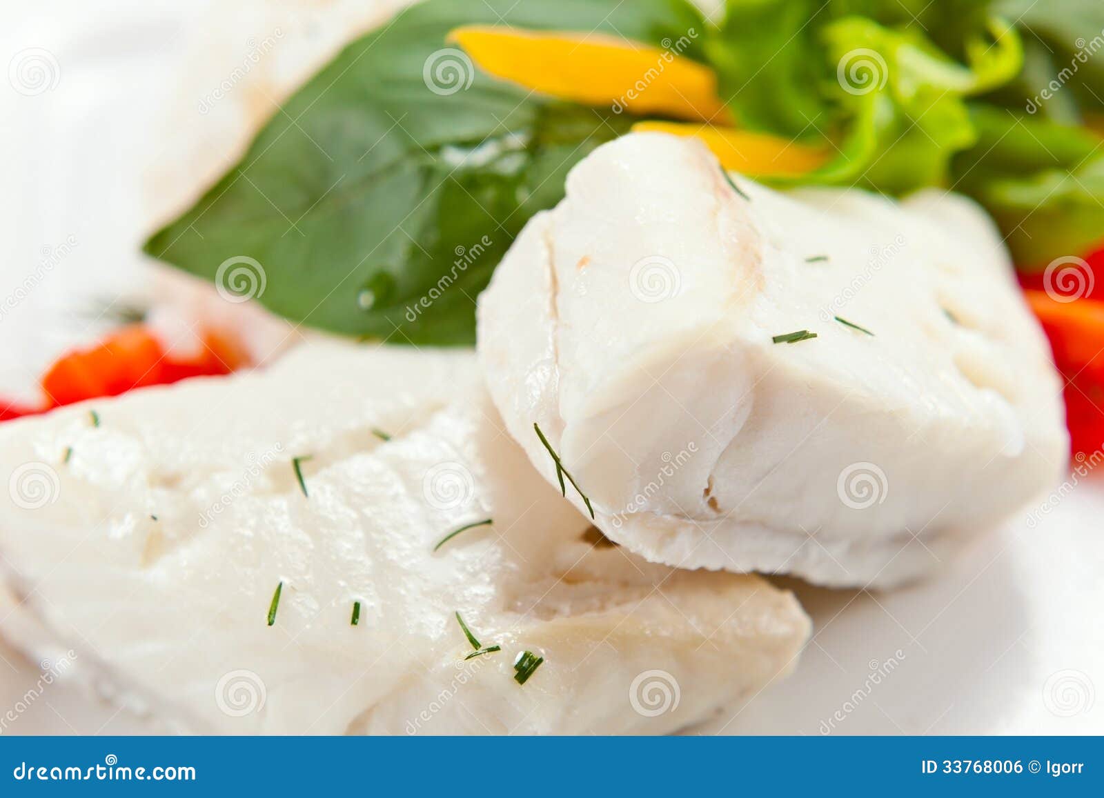 Halibut with greens stock photo. Image of filet, natural - 33768006