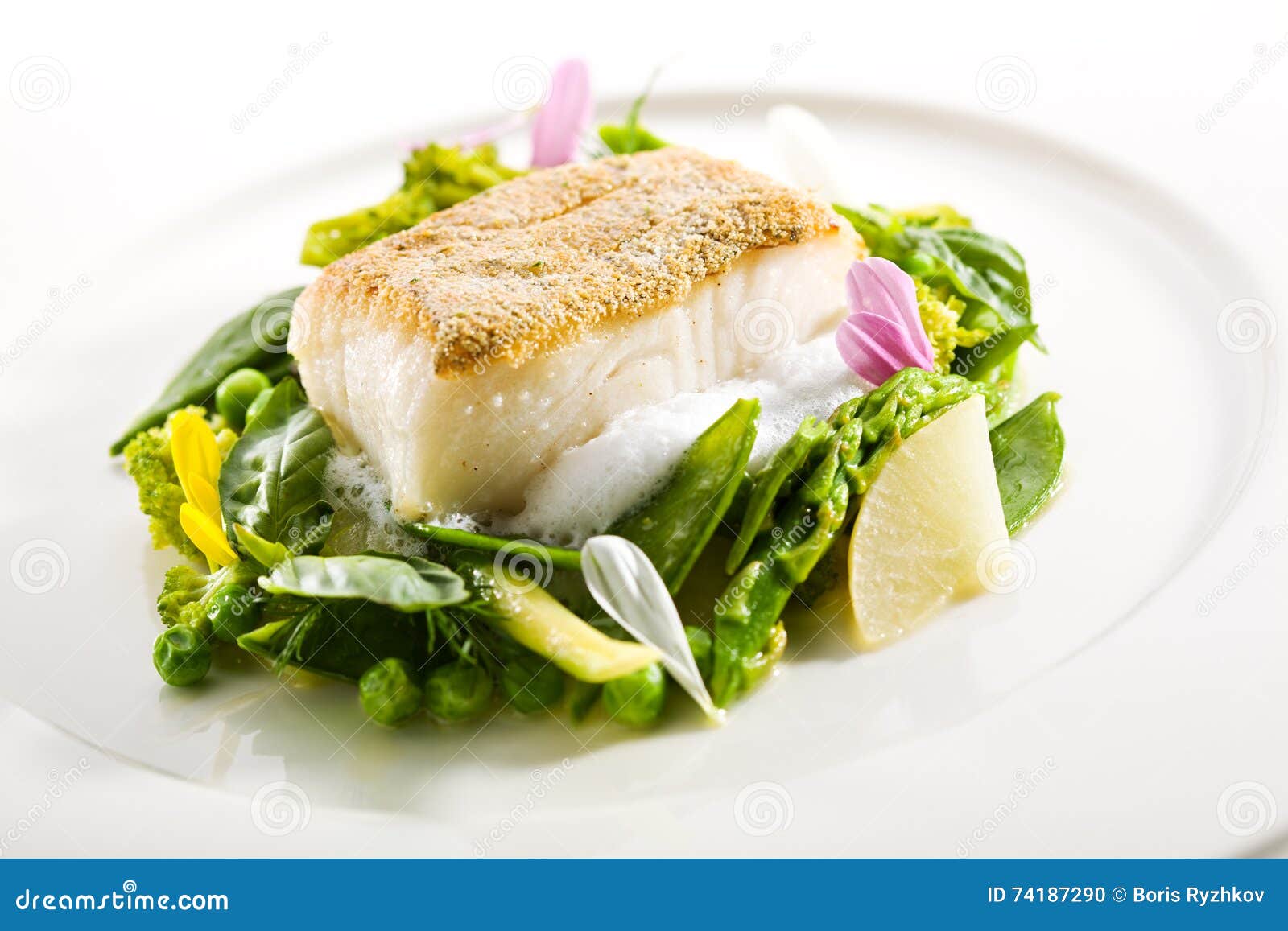 Halibut Steak and Vegetables Stock Photo - Image of freshness, dish ...