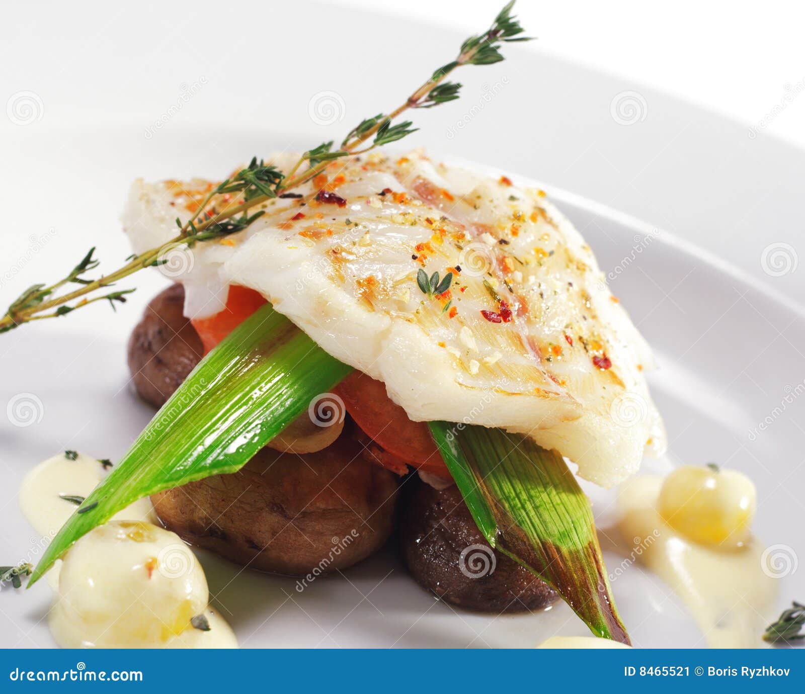 Halibut on Vegetable stock image. Image of basil, dinner - 8465521