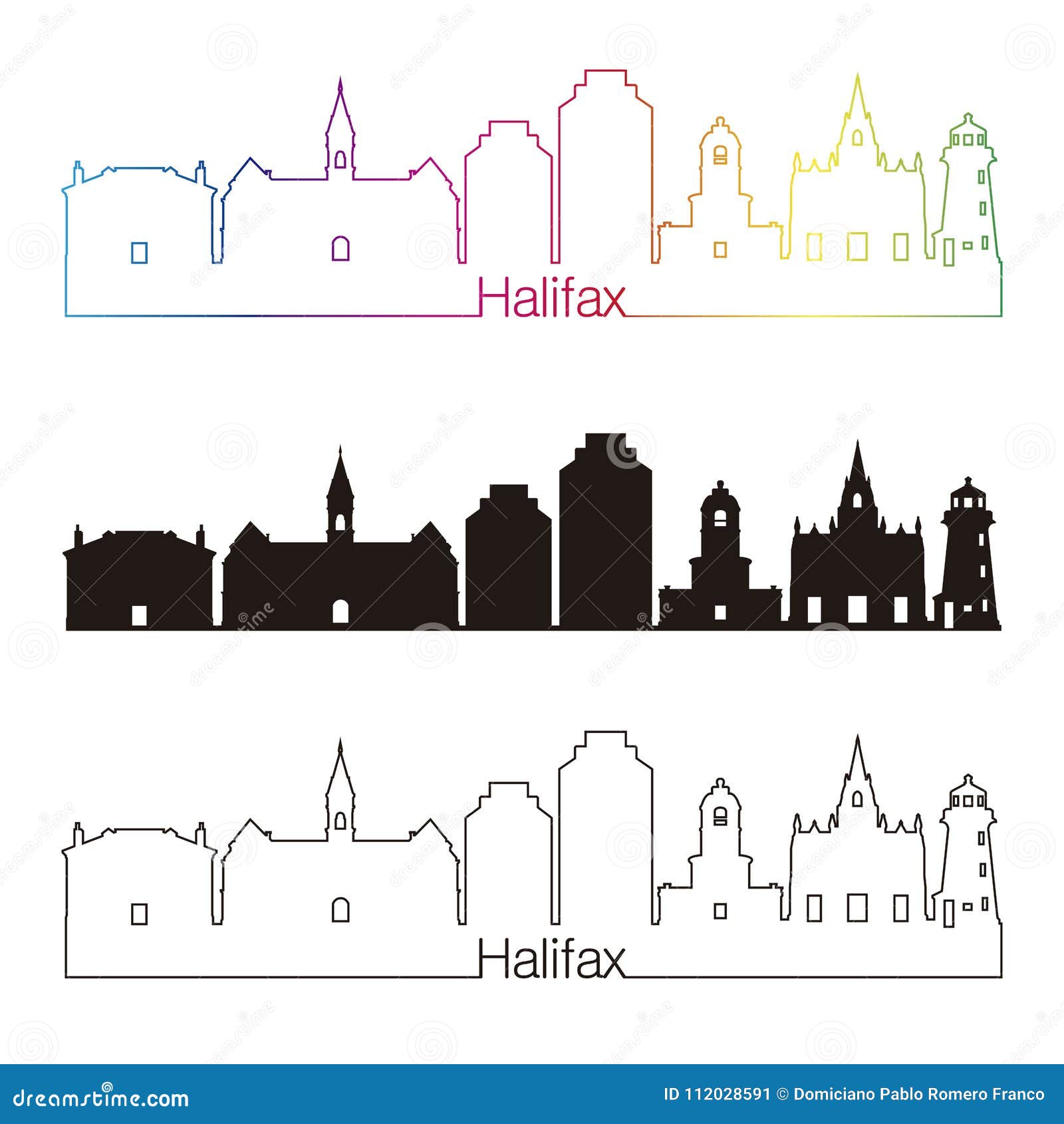 Halifax V2 Skyline Linear Style with Rainbow Stock Vector ...