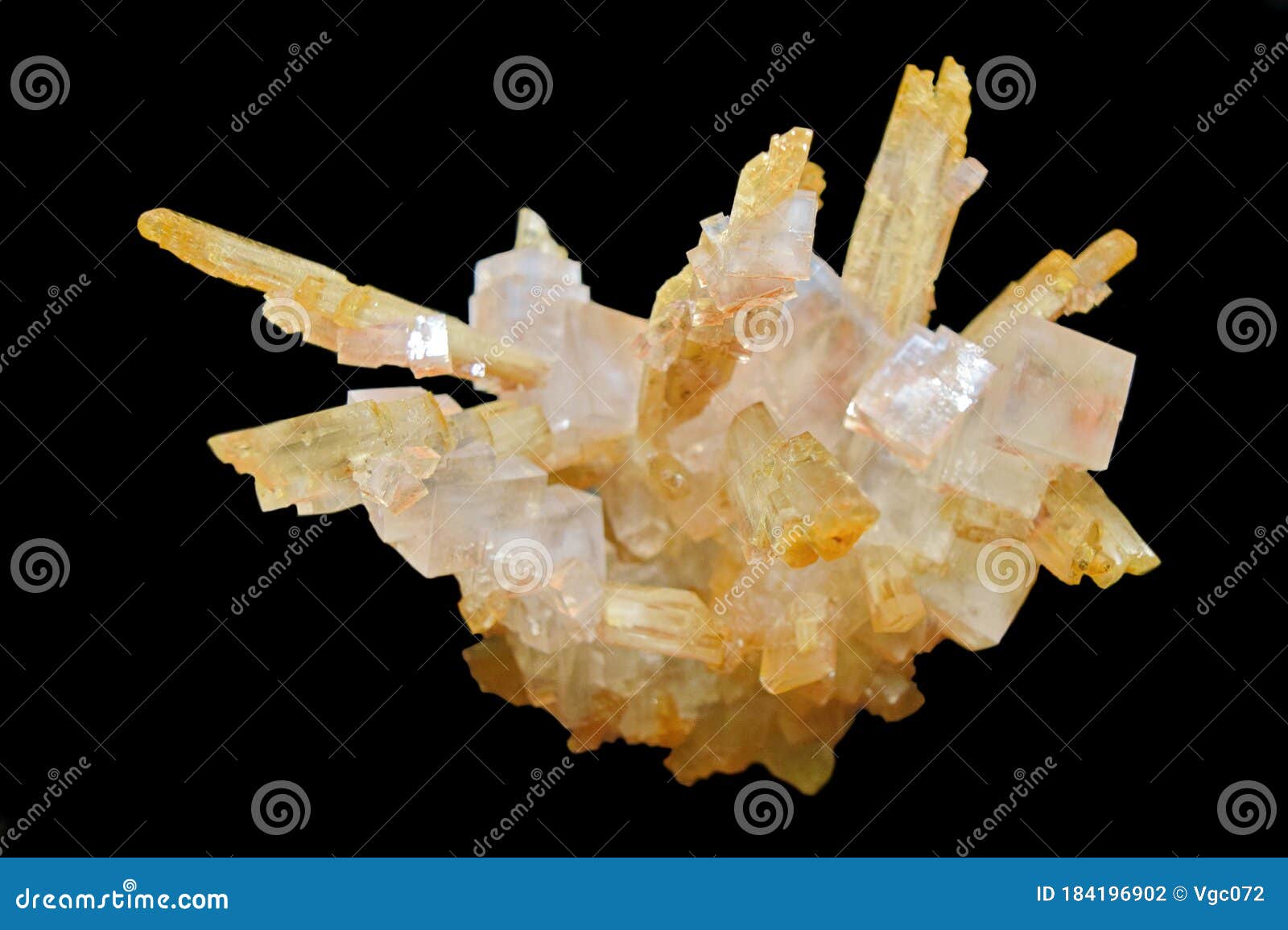 Halite Isolated on Black Background Stock Photo - Image of crystal ...