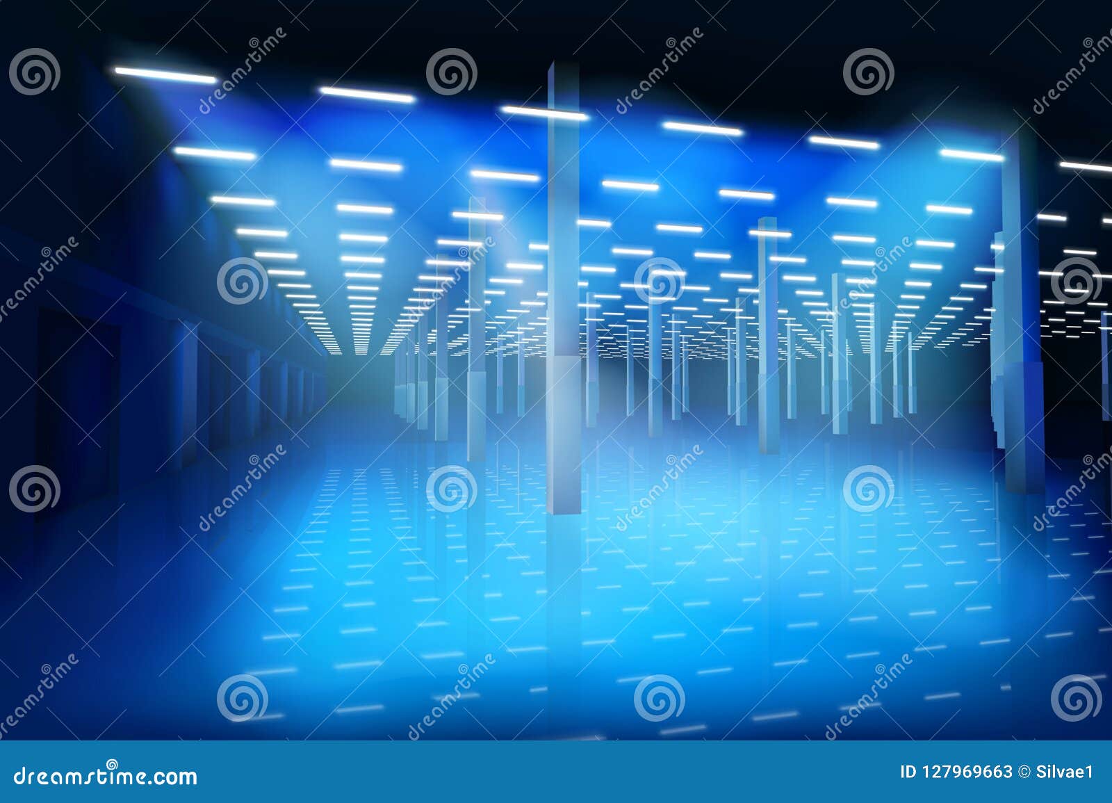 An Empty Factory Hall. Vector Illustration. Stock Vector - Illustration ...